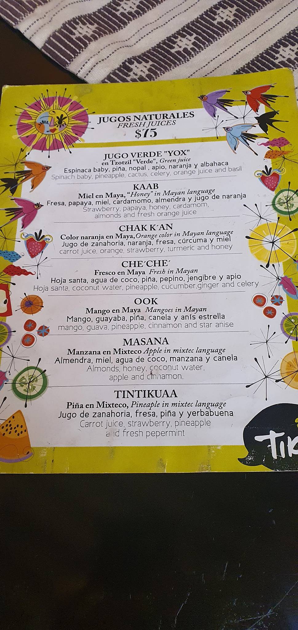 Carta del restaurante Tikua - Comida del SurEste del México, Santiago ...