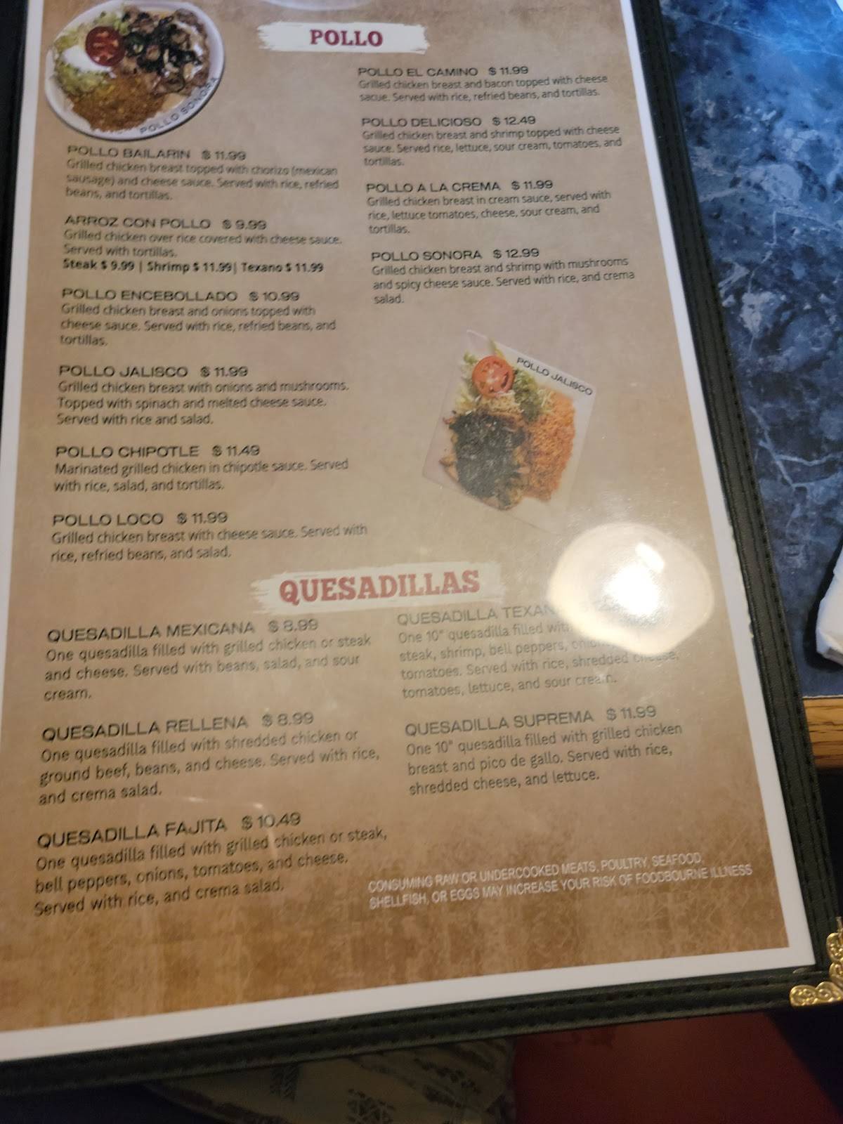 Menu at El Rey Mexican Restaurant, Lincolnton