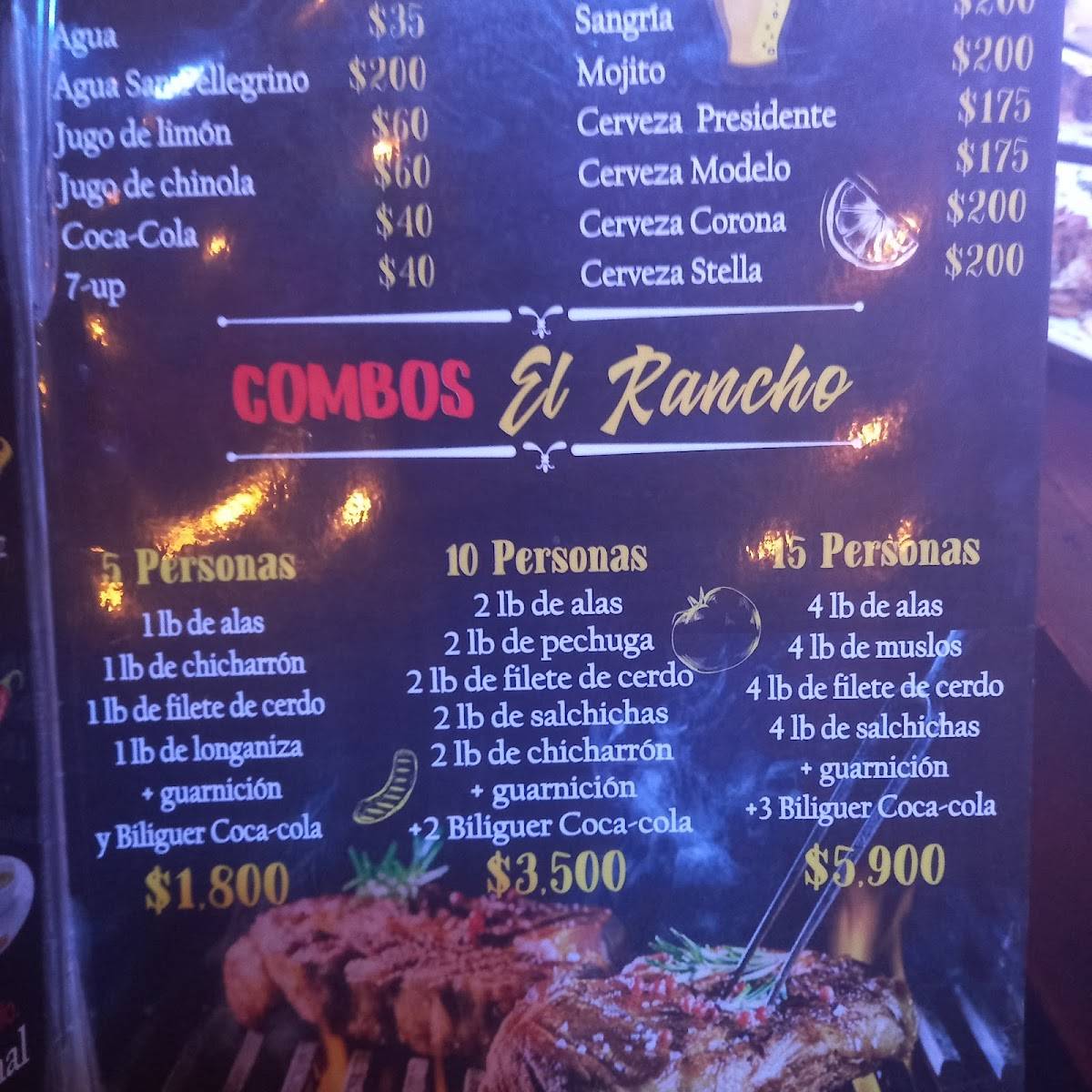 Carta de El Rancho Chicharrón y Parrilladas, Santo Domingo