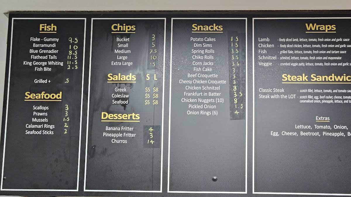 Menu at Heatherton Village Fish & Chips restaurant, Endeavour Hills