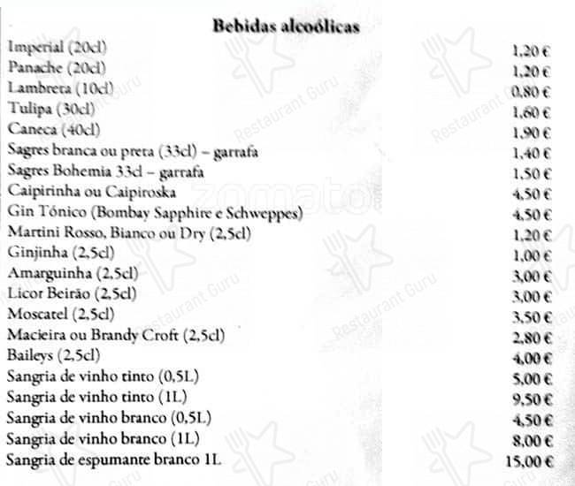 Menu em Entrecopos pub & Bar, Lisboa, de