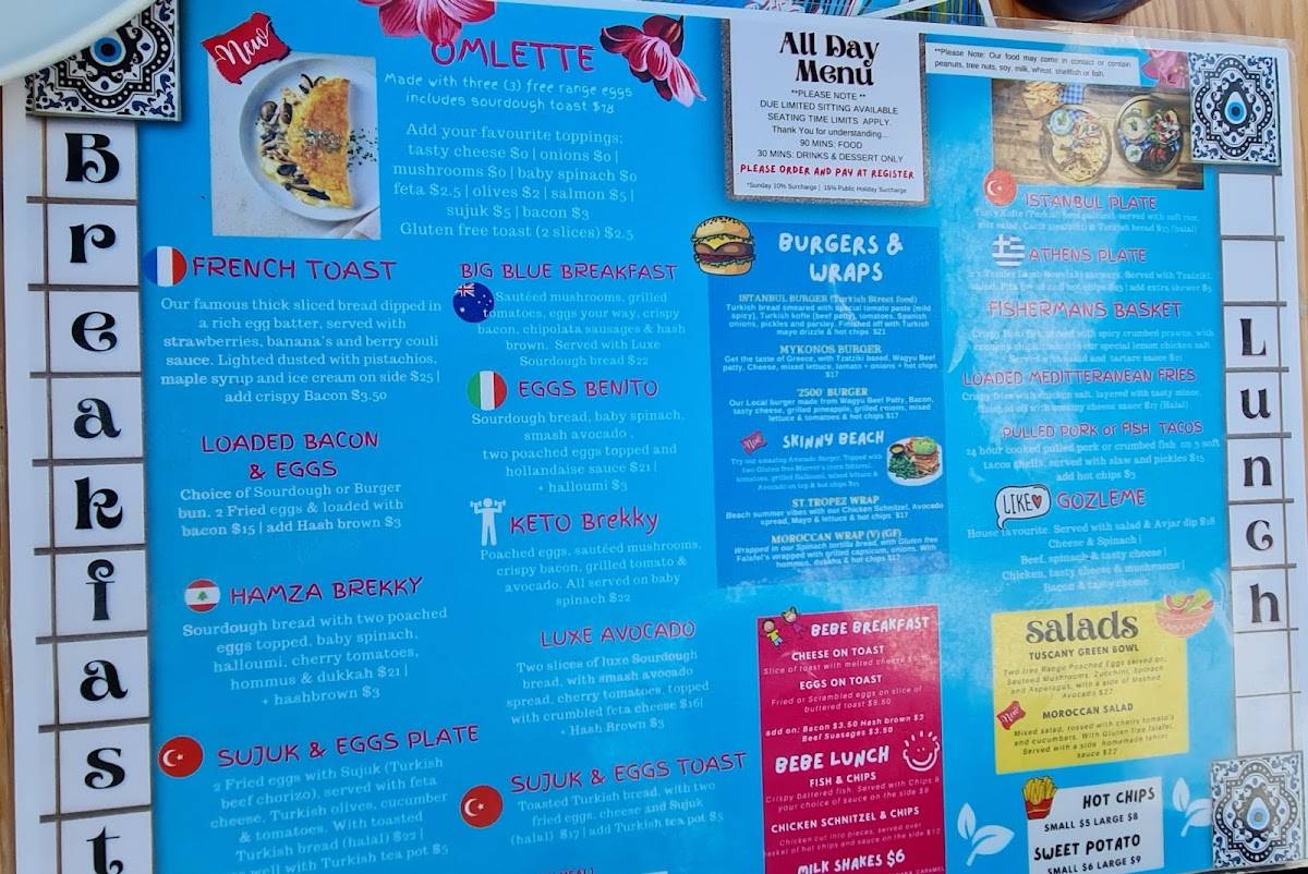 Carta de Evil Eye Beach Cafe, North Wollongong
