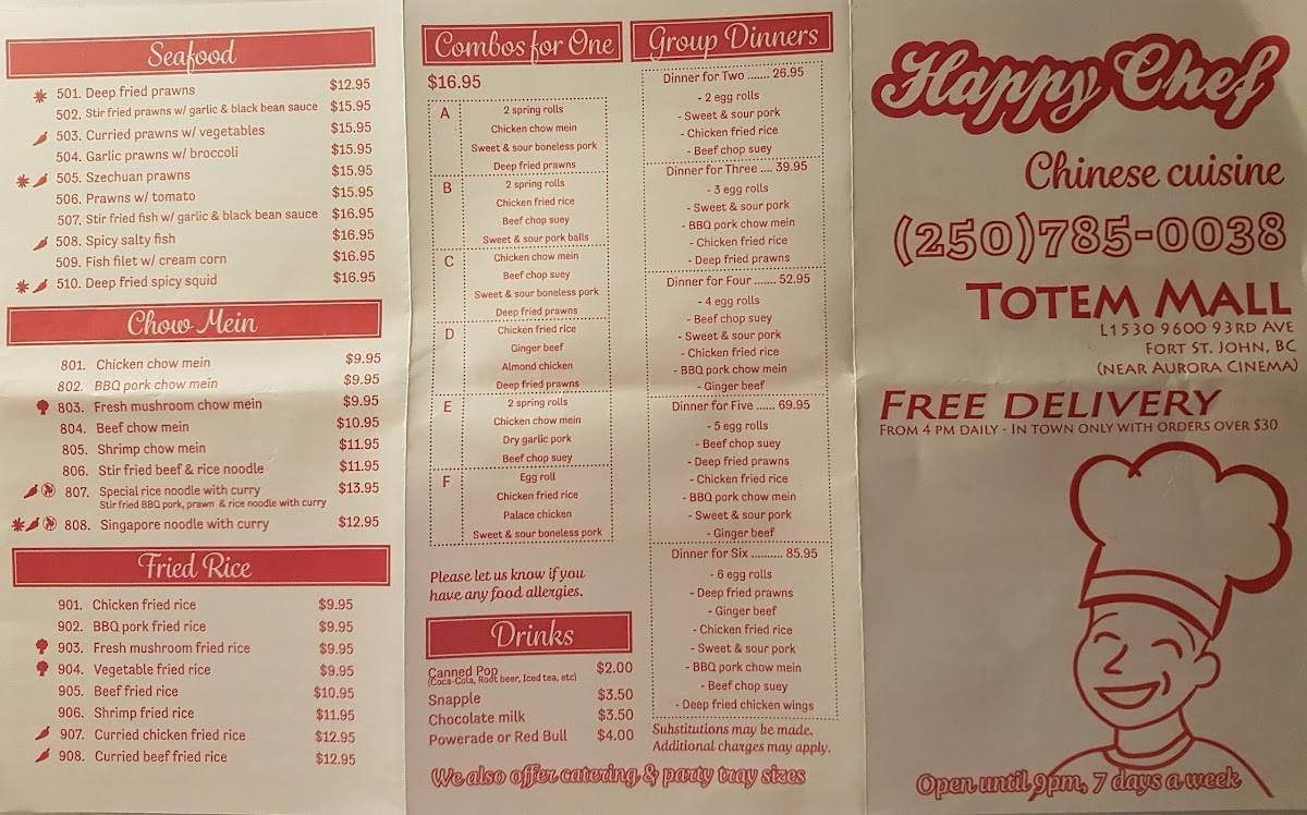 Menu at Asian Fiesta fast food, Fort Saint John, 93 Ave L1530