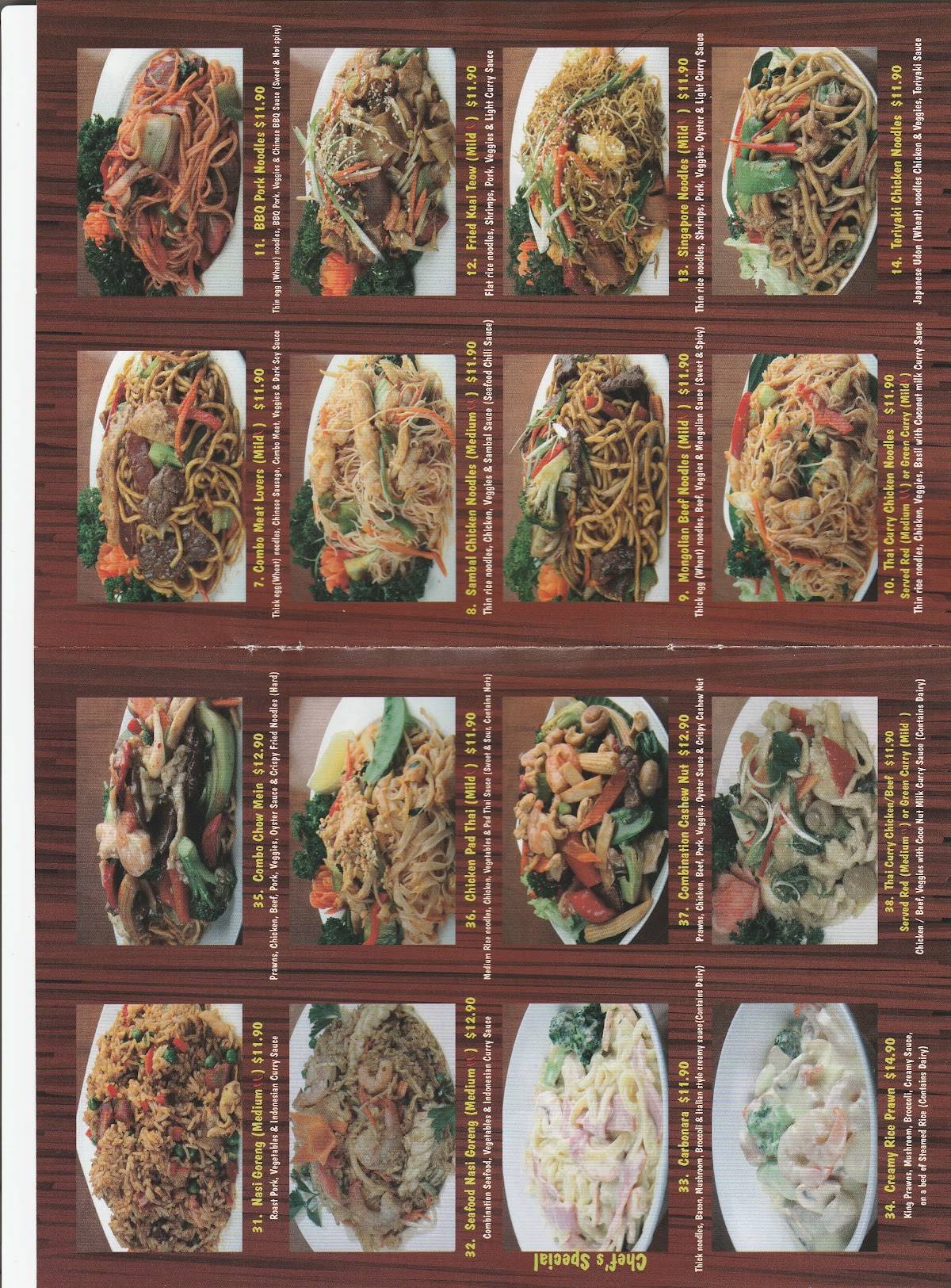 Menu at Bellygood fast food, Singleton