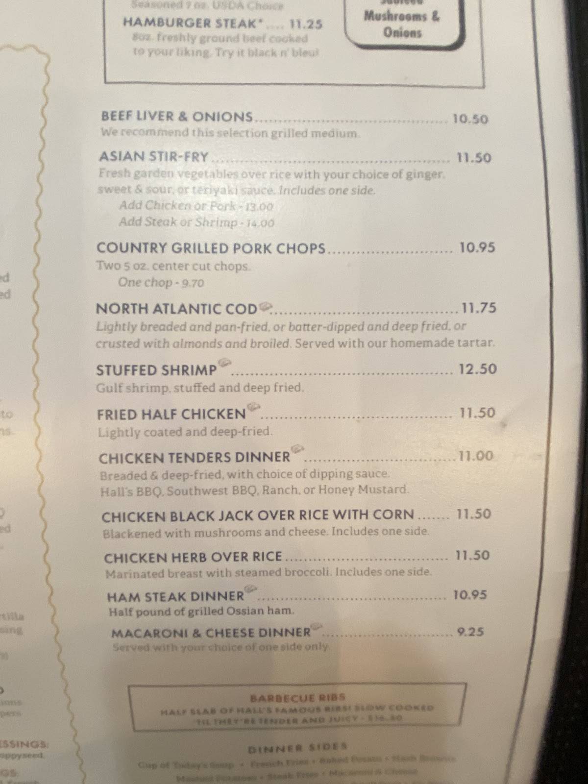 Menu at Don Hall's Hollywood Drive-In restaurant, Fort Wayne