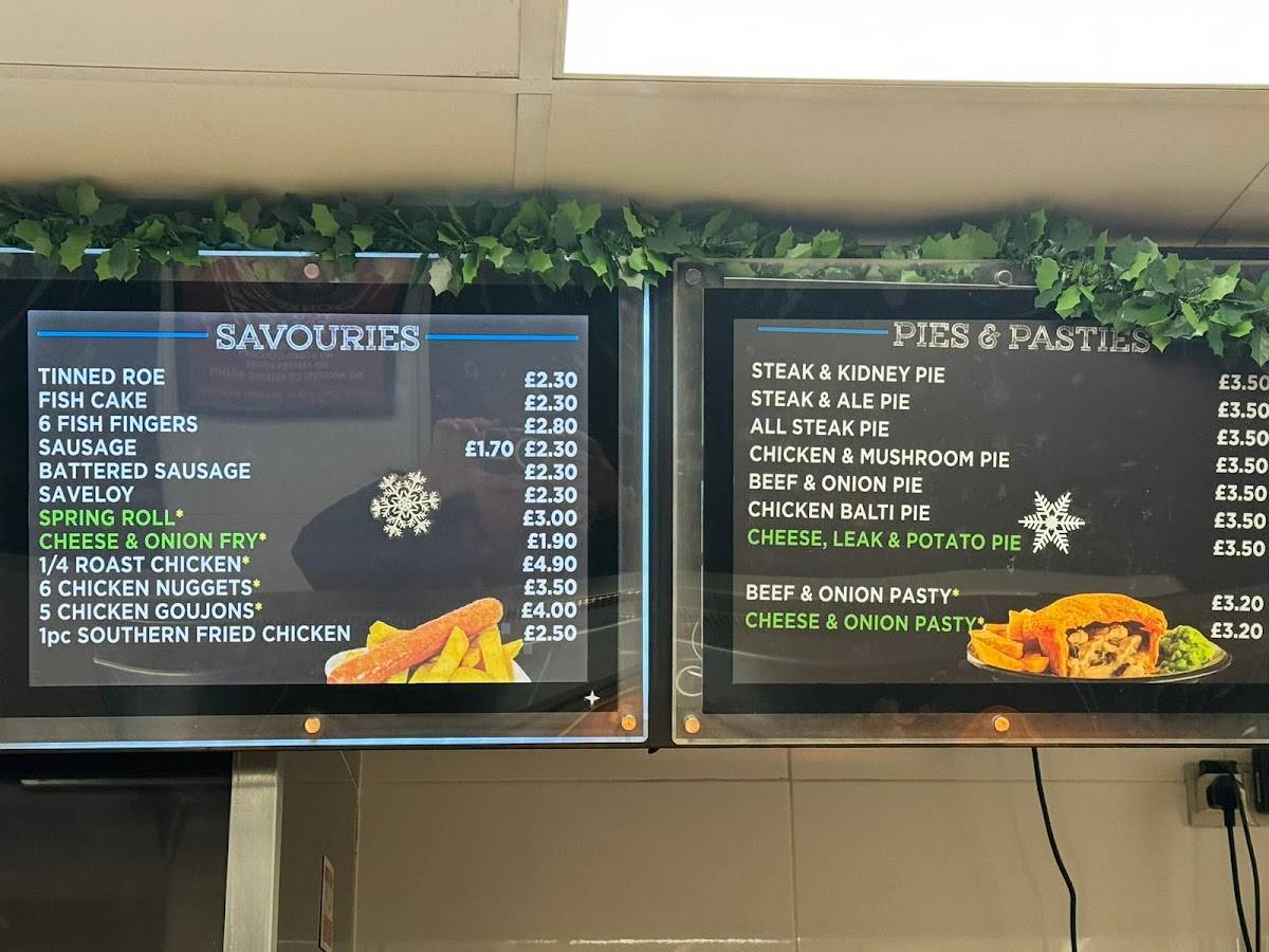 Menu at Fazeley Fish Bar, Tamworth