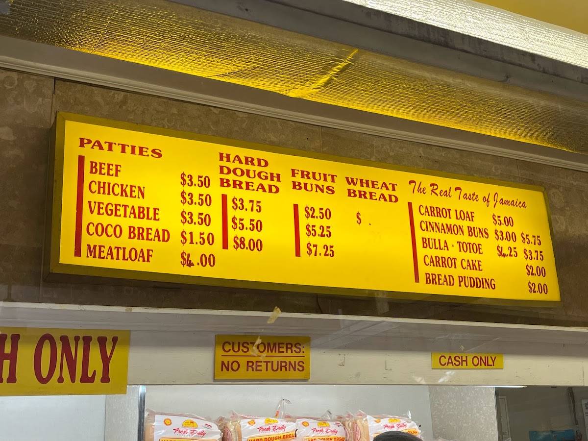 Menu at Kingston Tropical Bakery, Mount Vernon