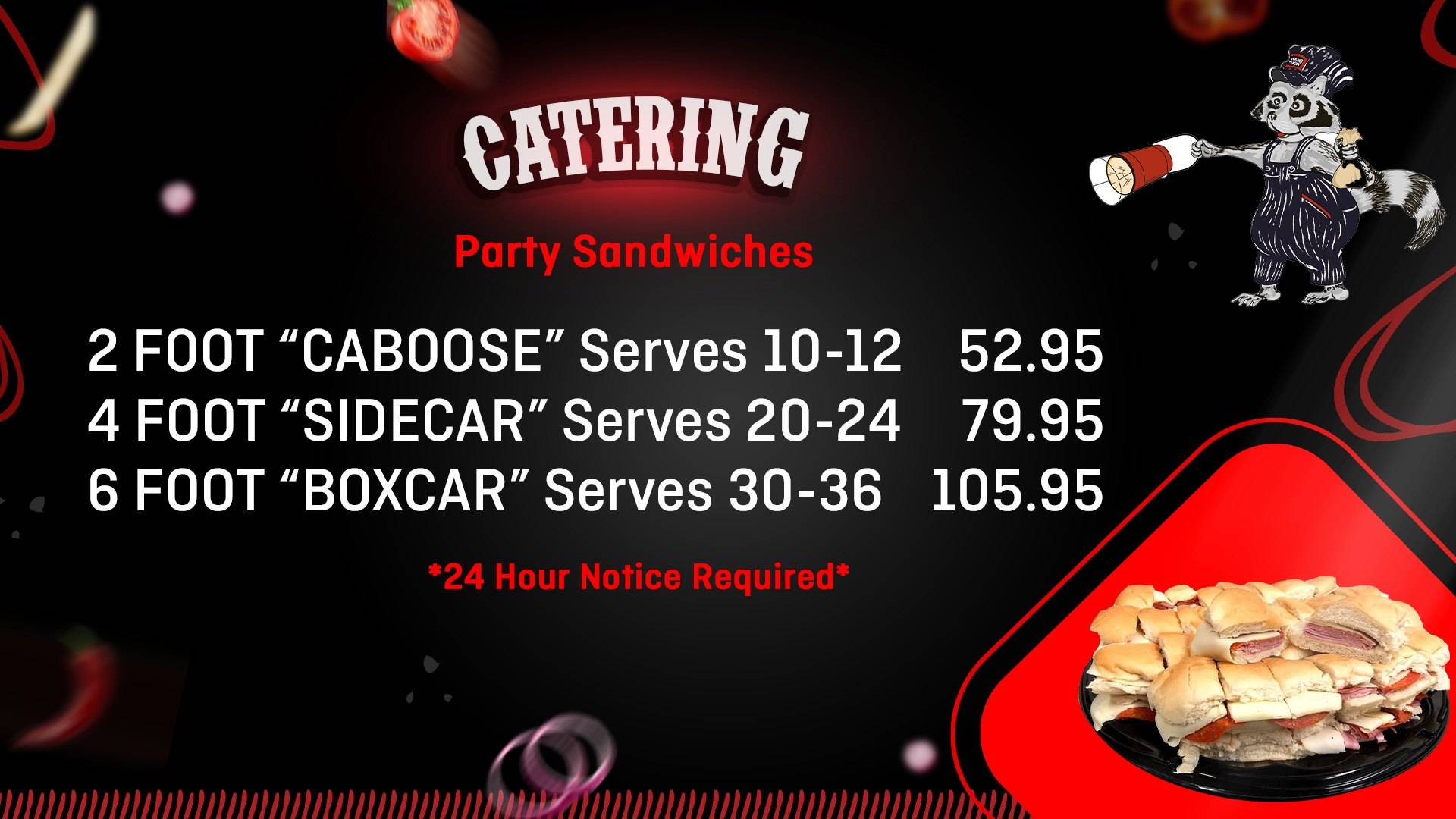Menu at Lieber's Boxcar Express fast food, Galesburg
