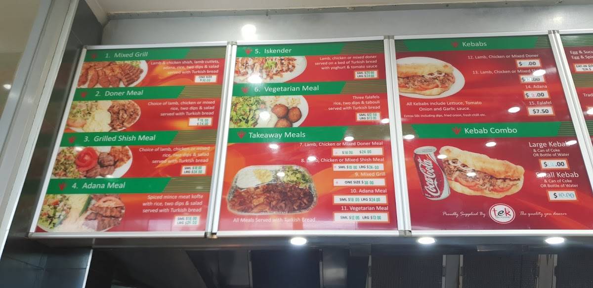 Menu at Melbourne Kebab Station fast food, Coburg