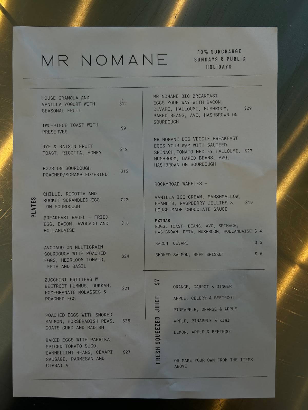 Menu at Mr Nomane fast food, Caroline Springs