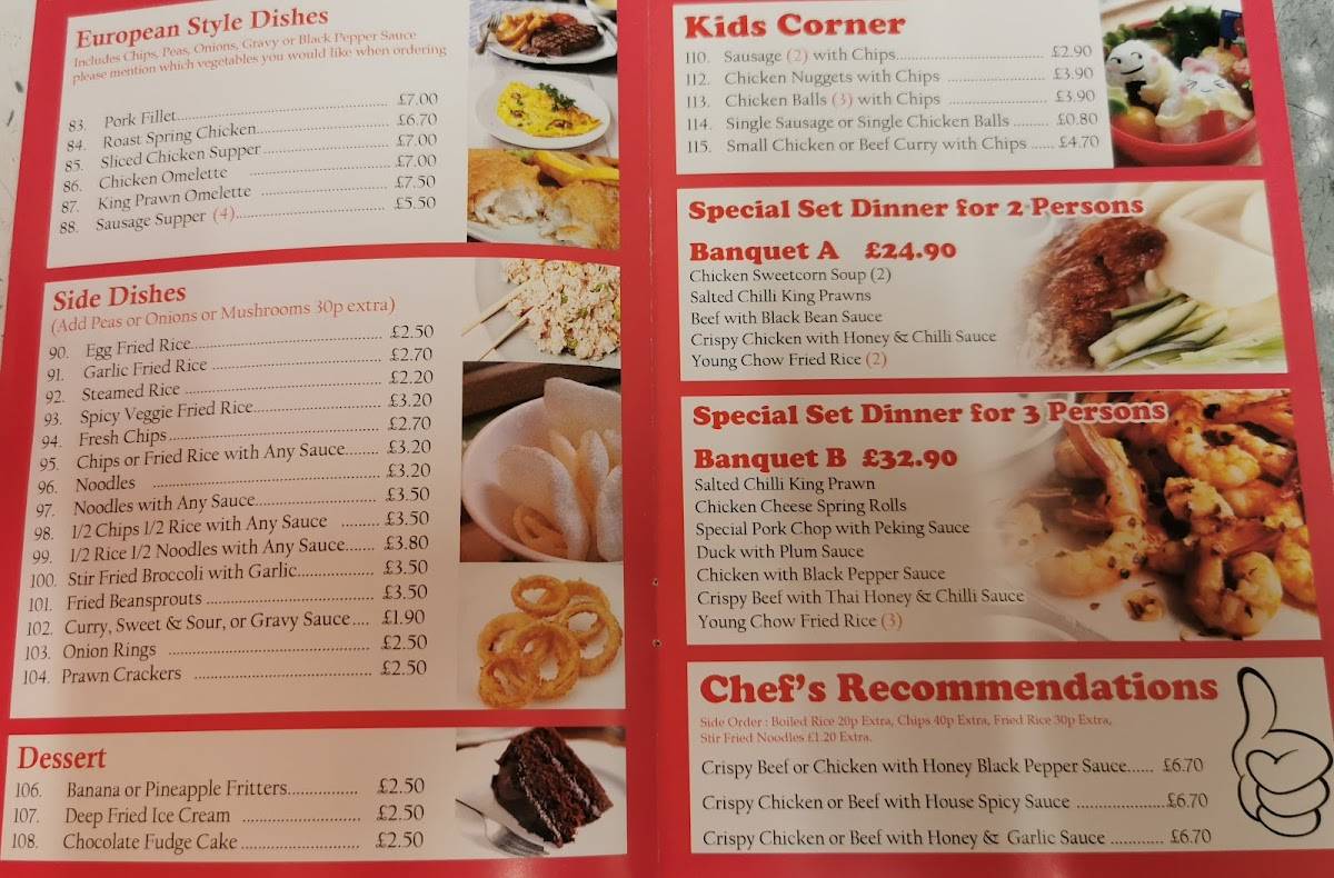Menu at Superior Palace fast food, Belfast