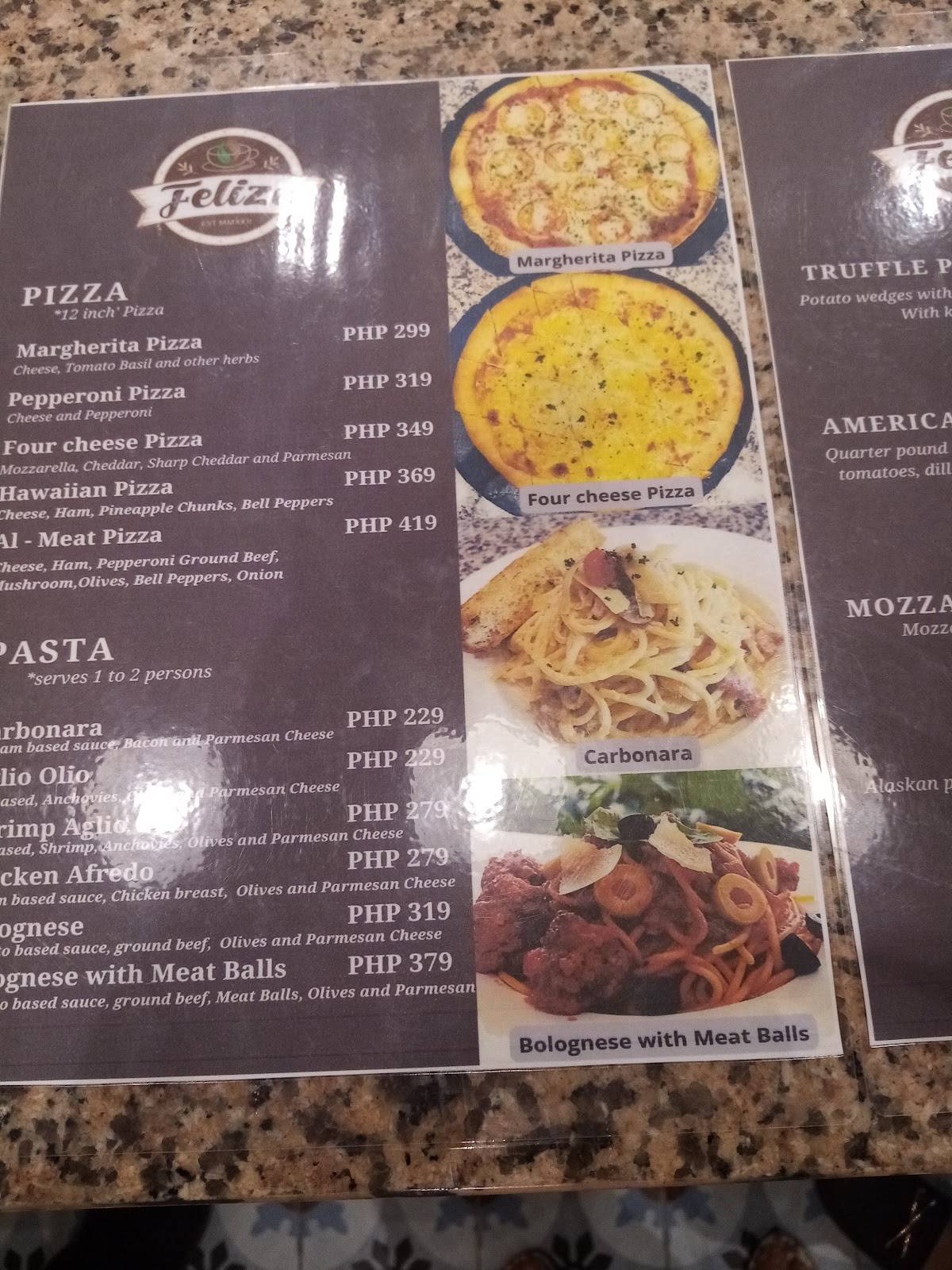 Menu at Felize Cafe - Imus, Cavite, Imus