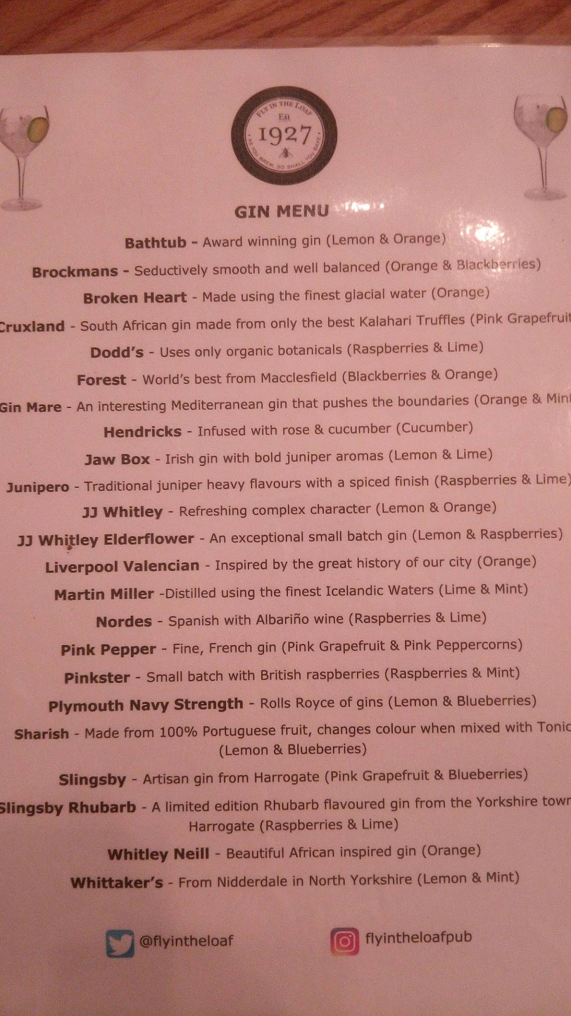 Menu at The Fly pub & bar, Liverpool
