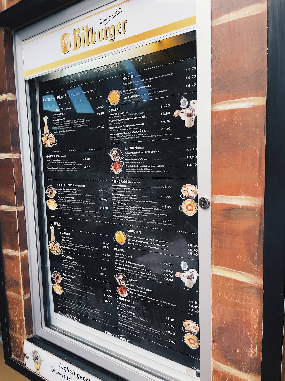 Speisekarte von FoodLoop restaurant, Rust, Europa-Park-Straße 2