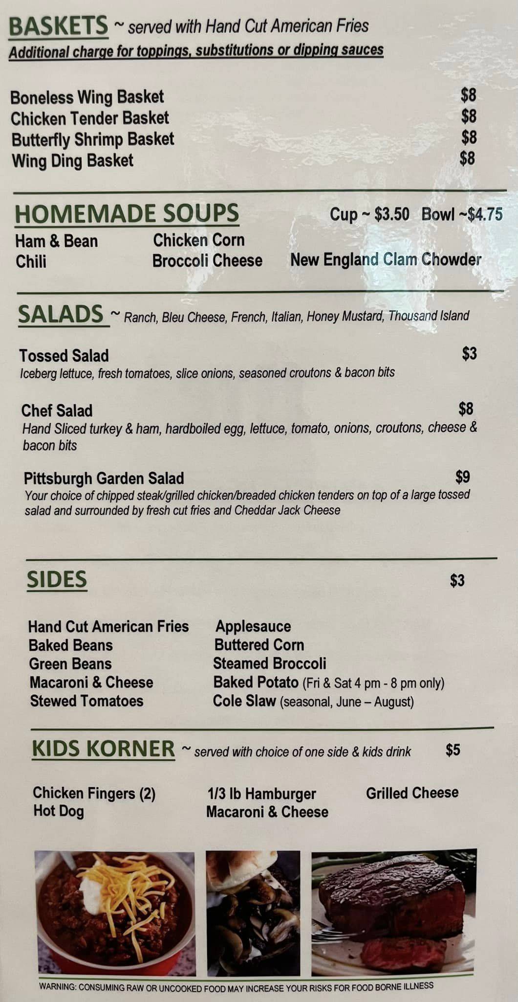Menu at Forest House Hotel Inc pub & bar, USA, Buffalo Rd