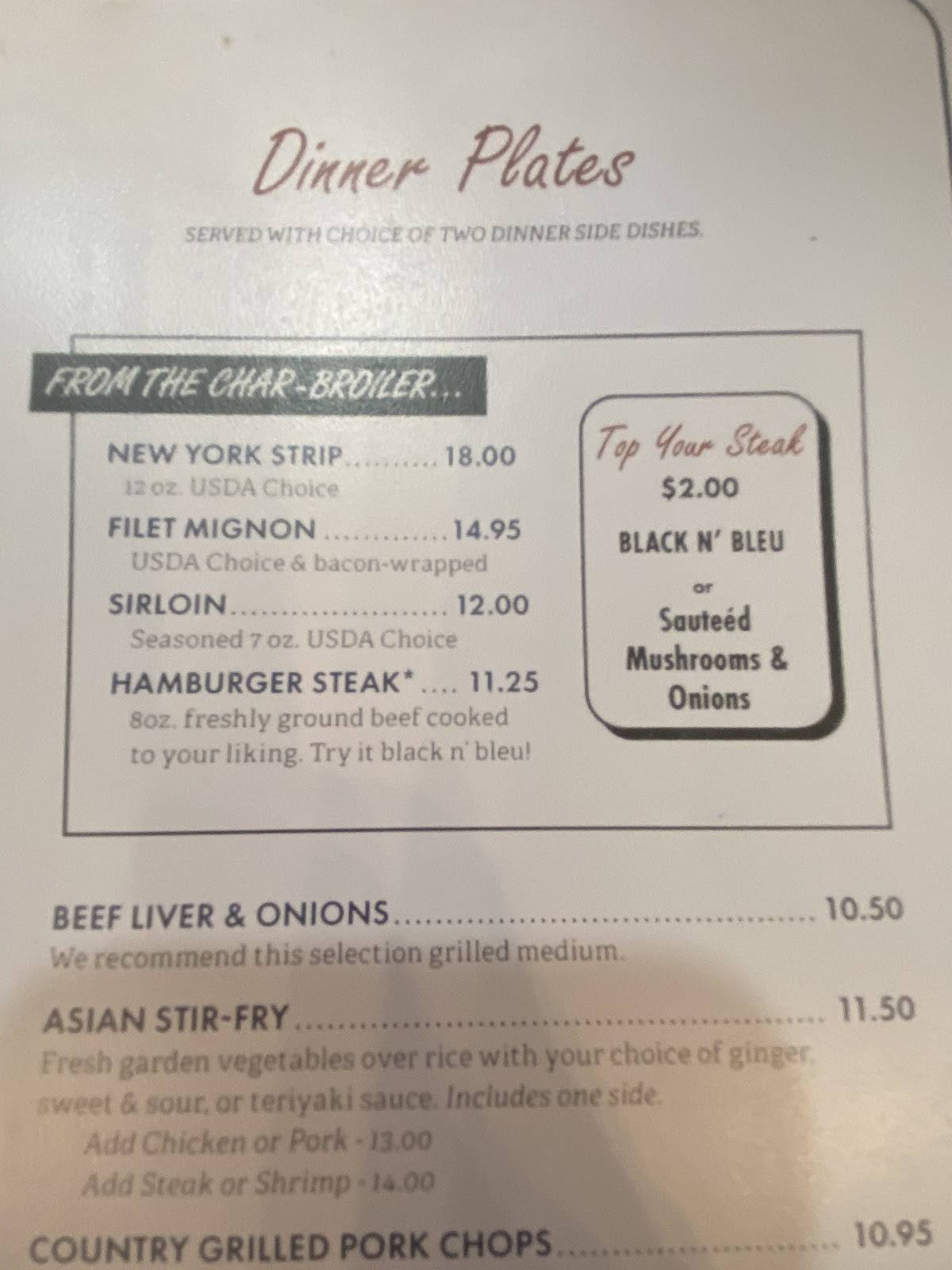 Menu at Don Hall's Hollywood Drive-In restaurant, Fort Wayne