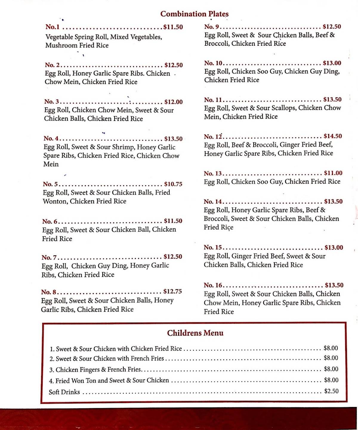 Menu at Fortune Star Chinese Restaurant, Sydney