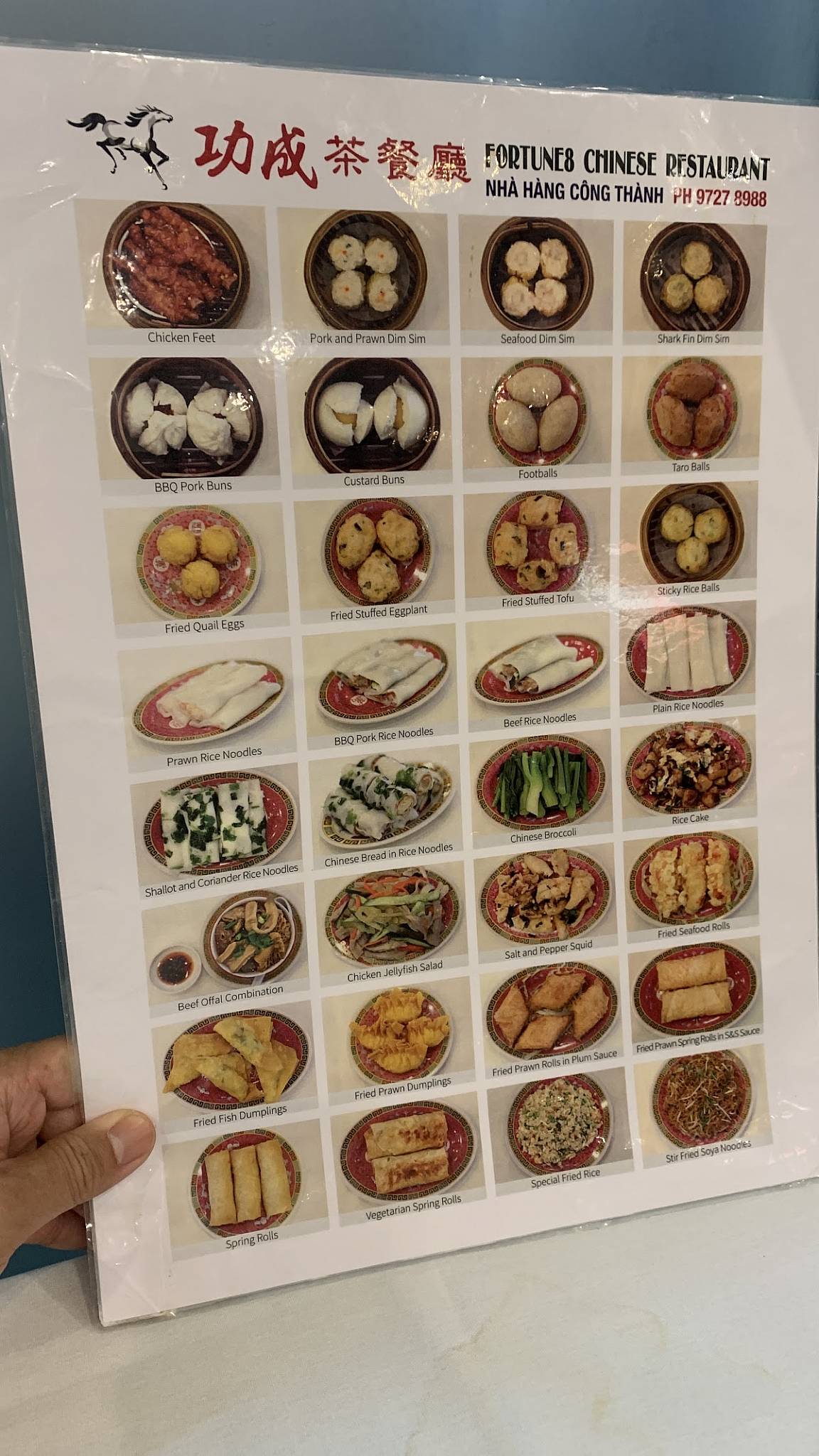 Menu at Fortune8 Chinese Restaurant, Cabramatta