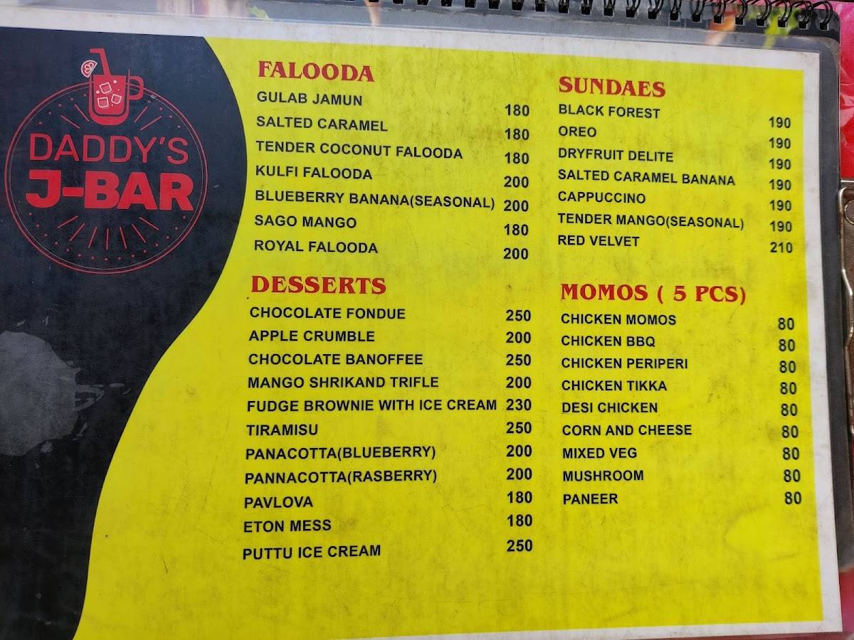 Menu at Foxhole Tcr, Thrissur