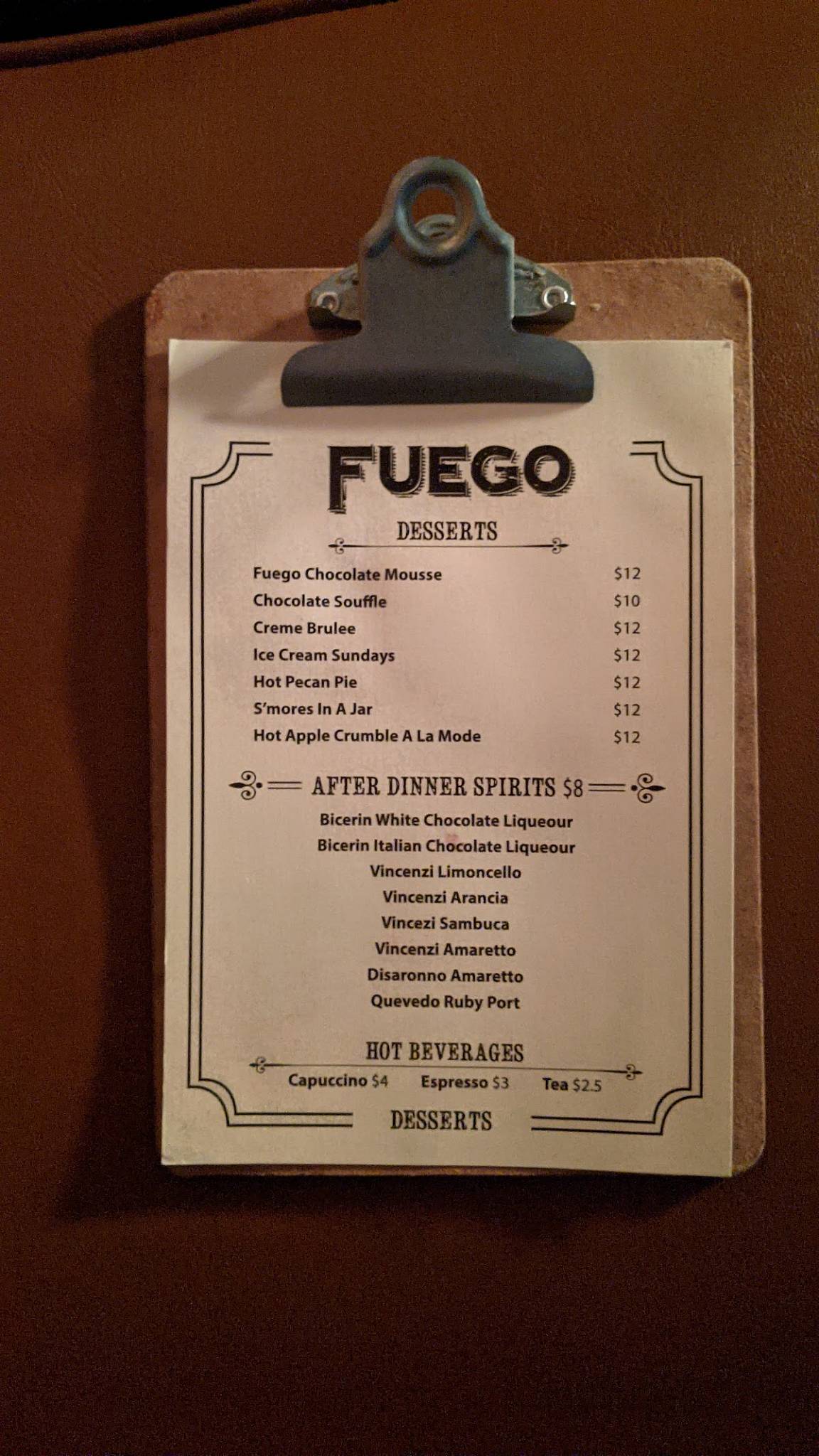 Menu at Fuego by Mana steakhouse, North Miami Beach, NE 163rd St