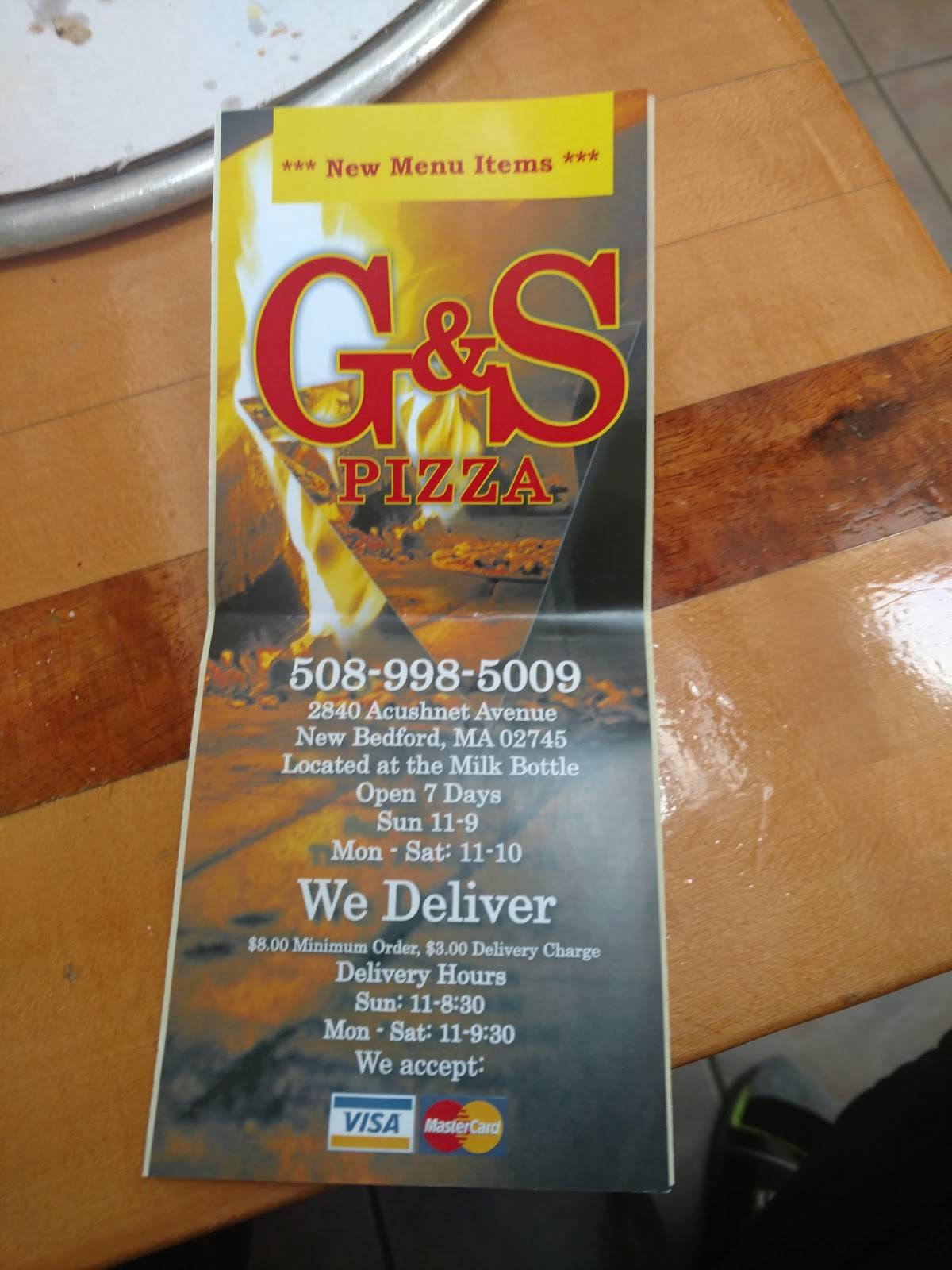 Menu at G&S Pizza pizzeria, New Bedford, Acushnet Ave