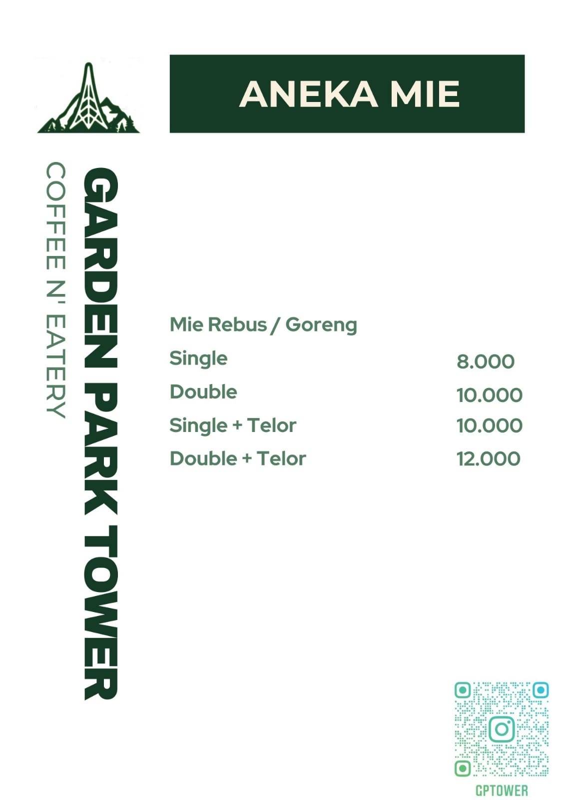Menu at GARDEN PARK TOWER cafe, Lembang