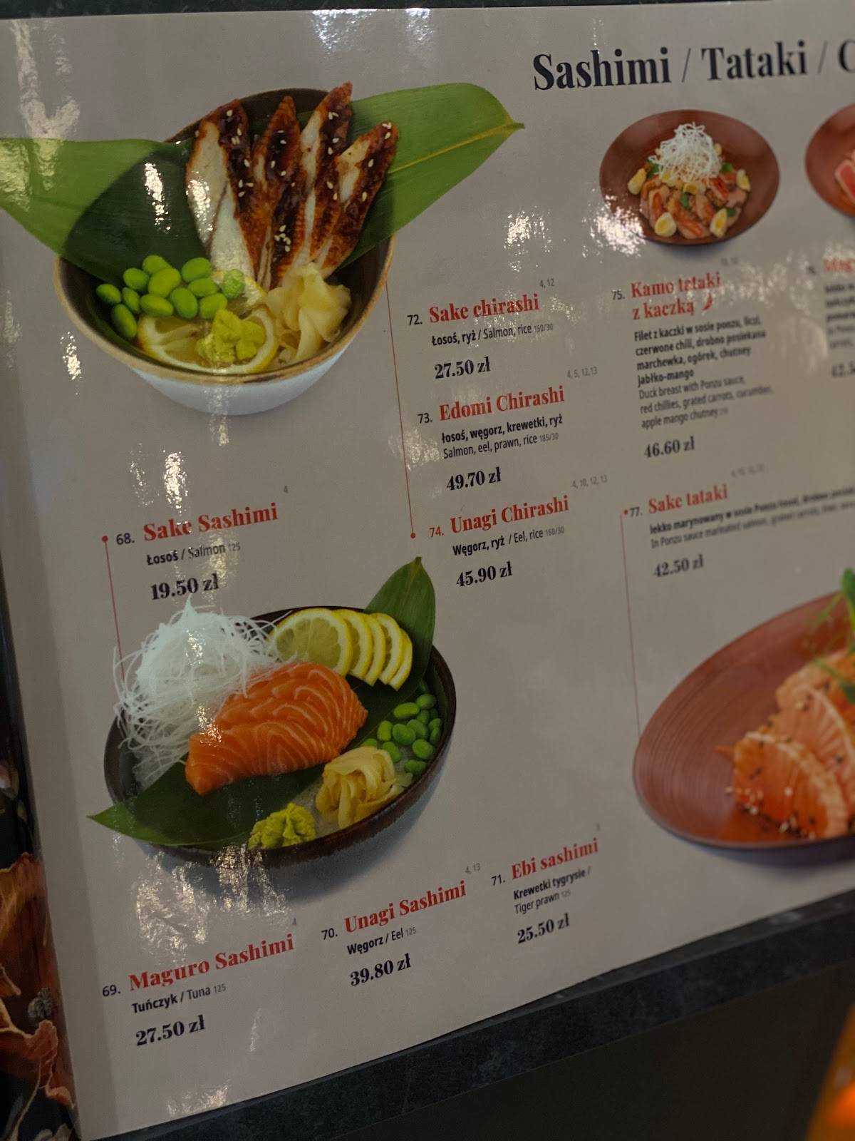 Carta del restaurante Gan bei, Varsovia