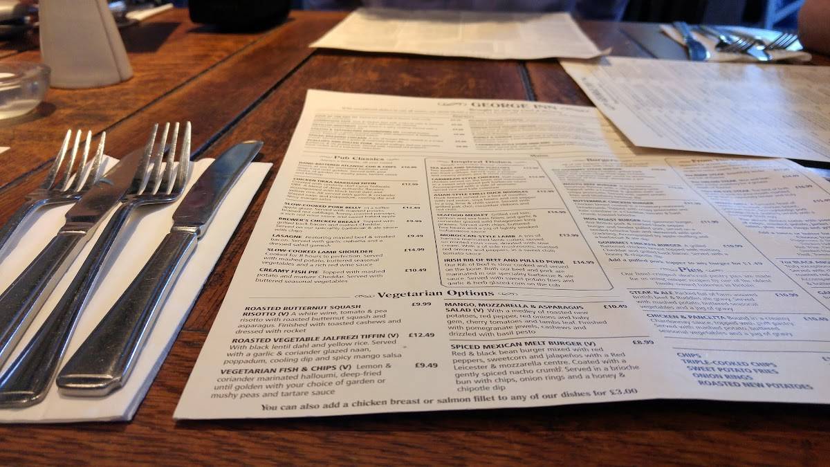 Menu at George Inn pub & bar, Bath, Mill Lane
