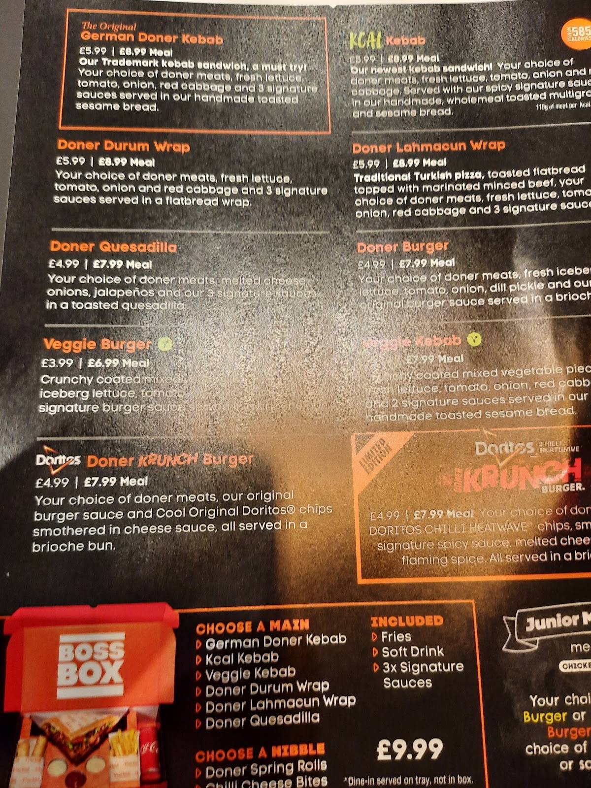 Menu at German Doner Kebab restaurant, Blackburn