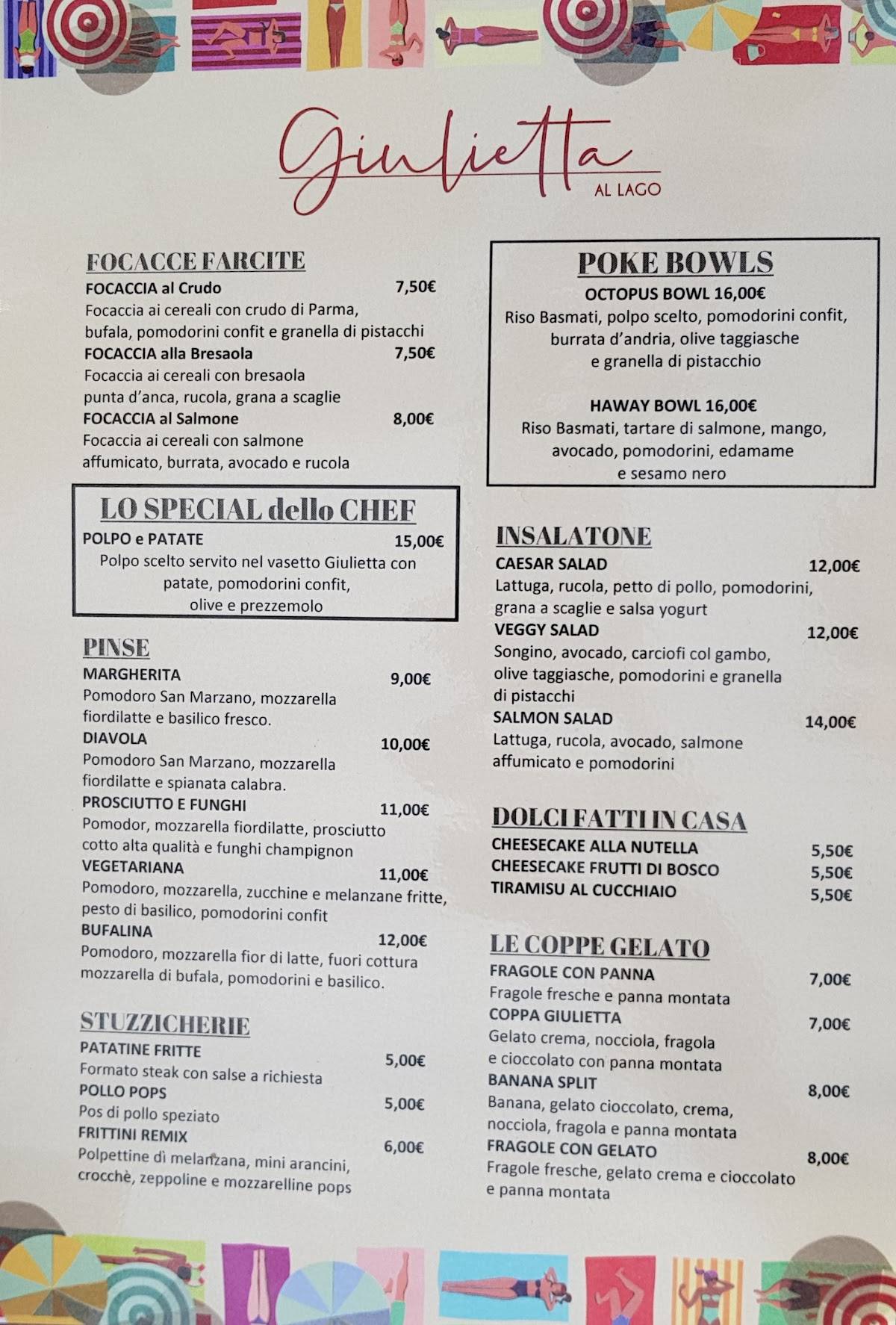 Menu da Giulietta al Lago - Como ristorante, Como