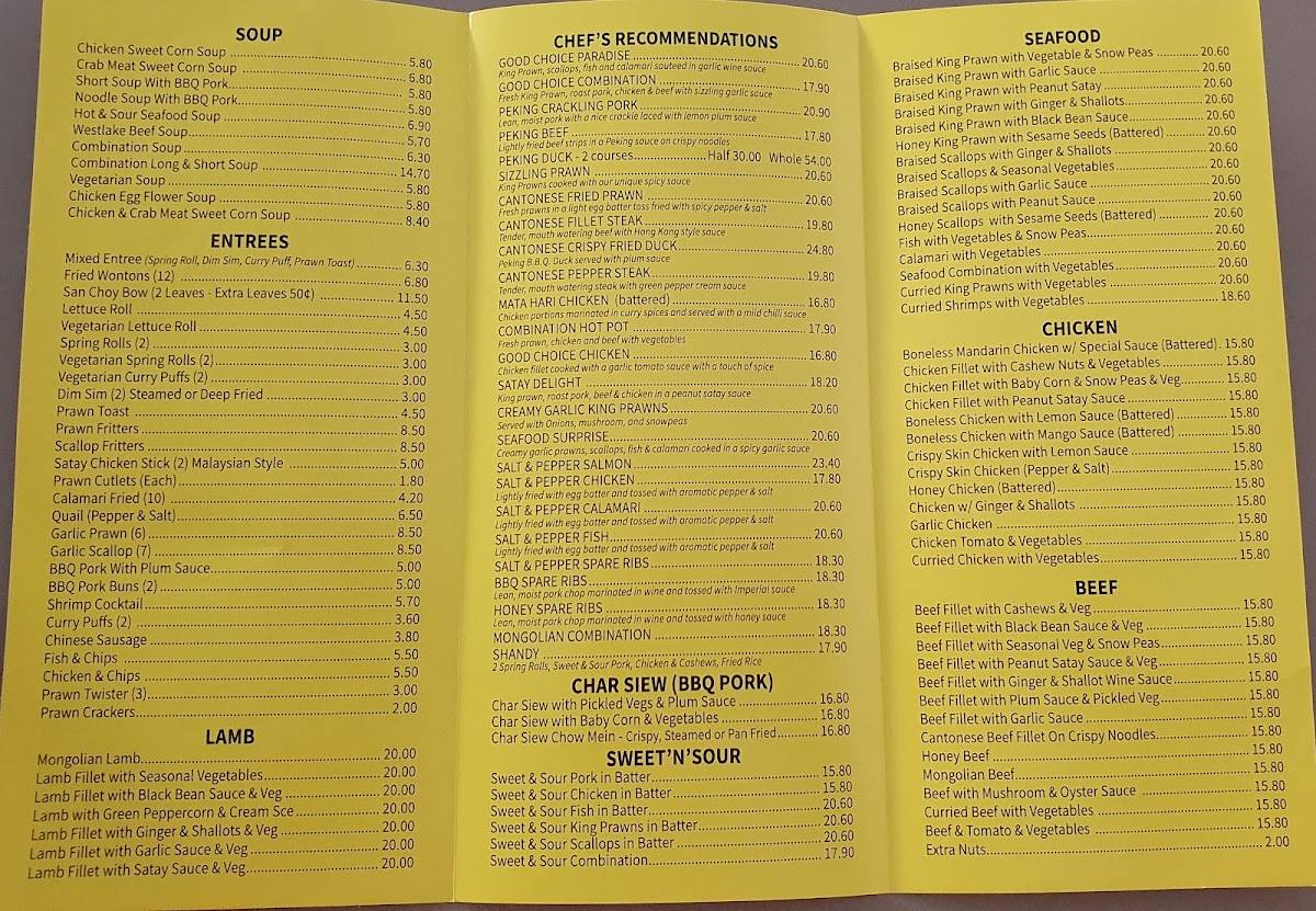 Menu at Good Choice Chinese Restaurant, Helensvale