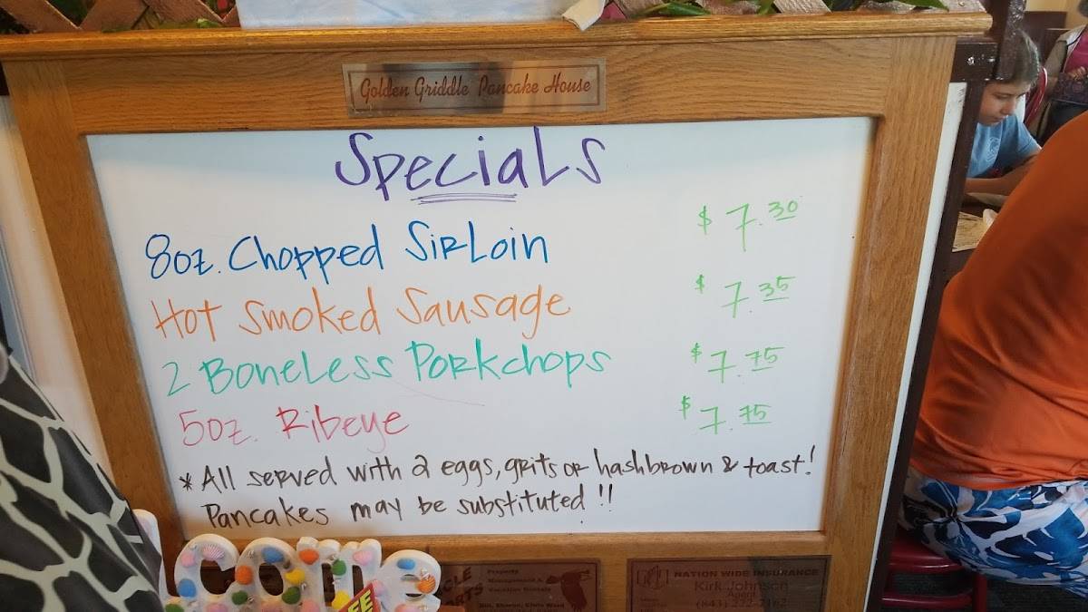 Menu at Golden Griddle Pancake House restaurant, North Myrtle Beach