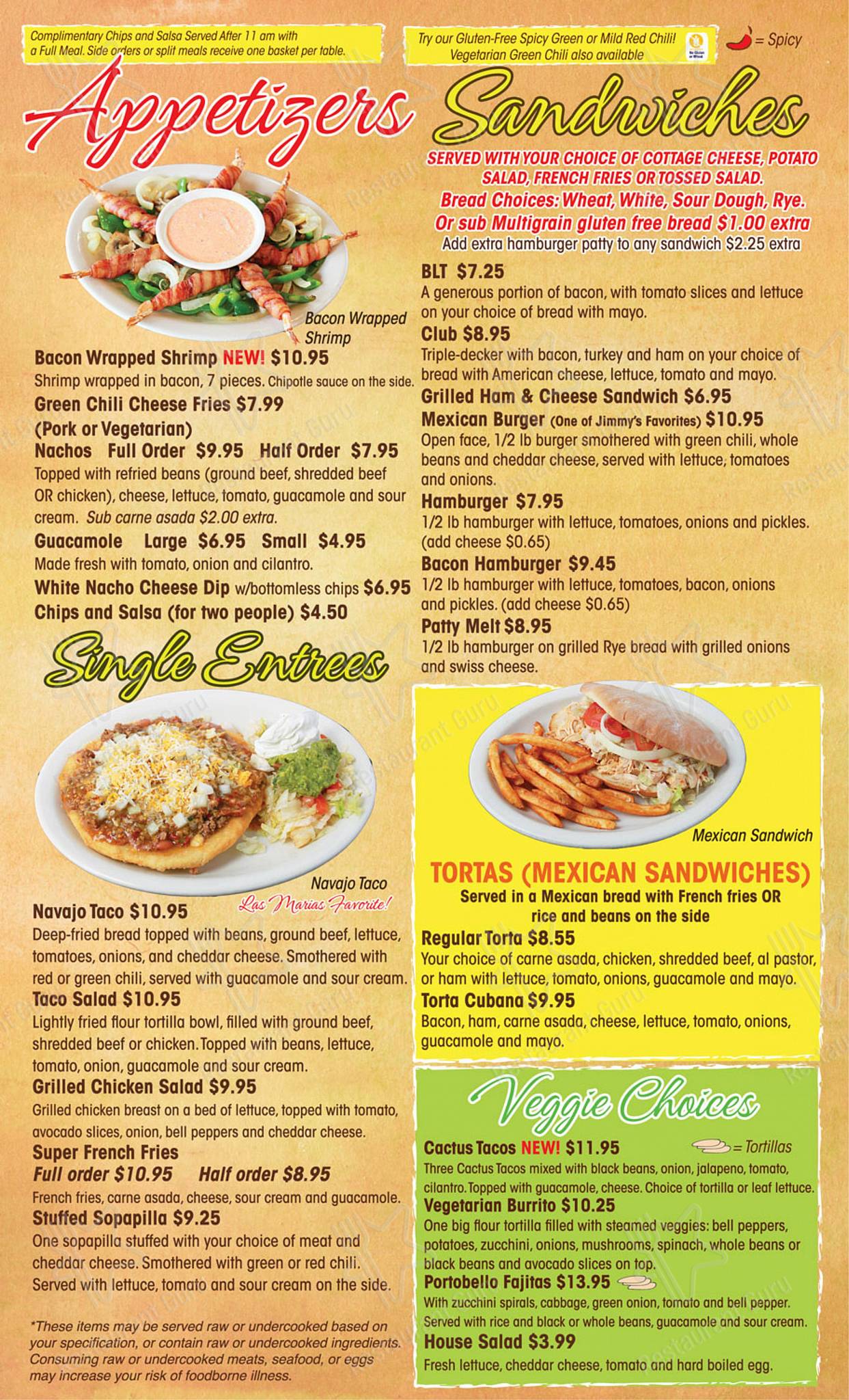 Menu at Las Marias restaurant, Grand Junction, 118 S 7th St
