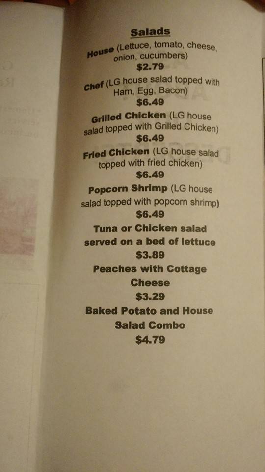 Menu at Grayson Restaurant, Wytheville