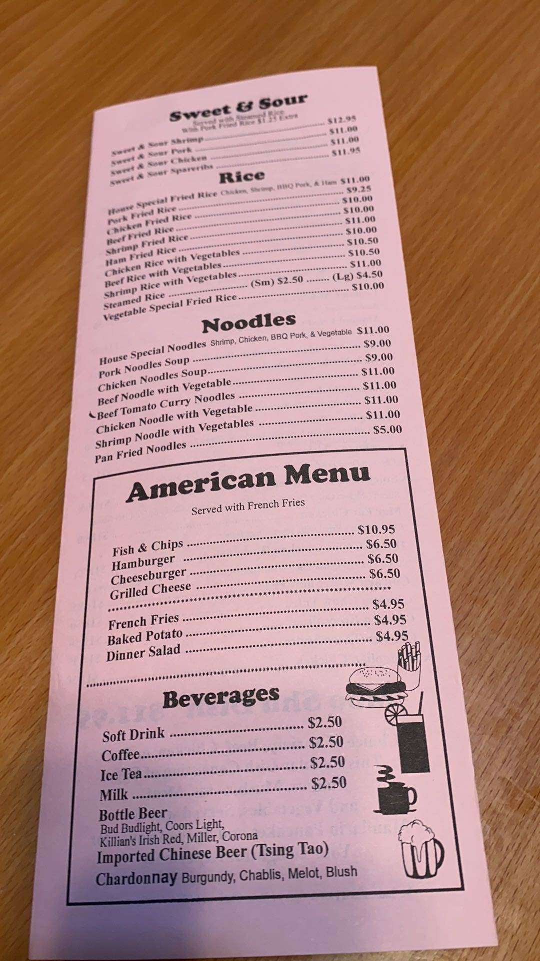 Menu at Great Shanghai restaurant, Yakima