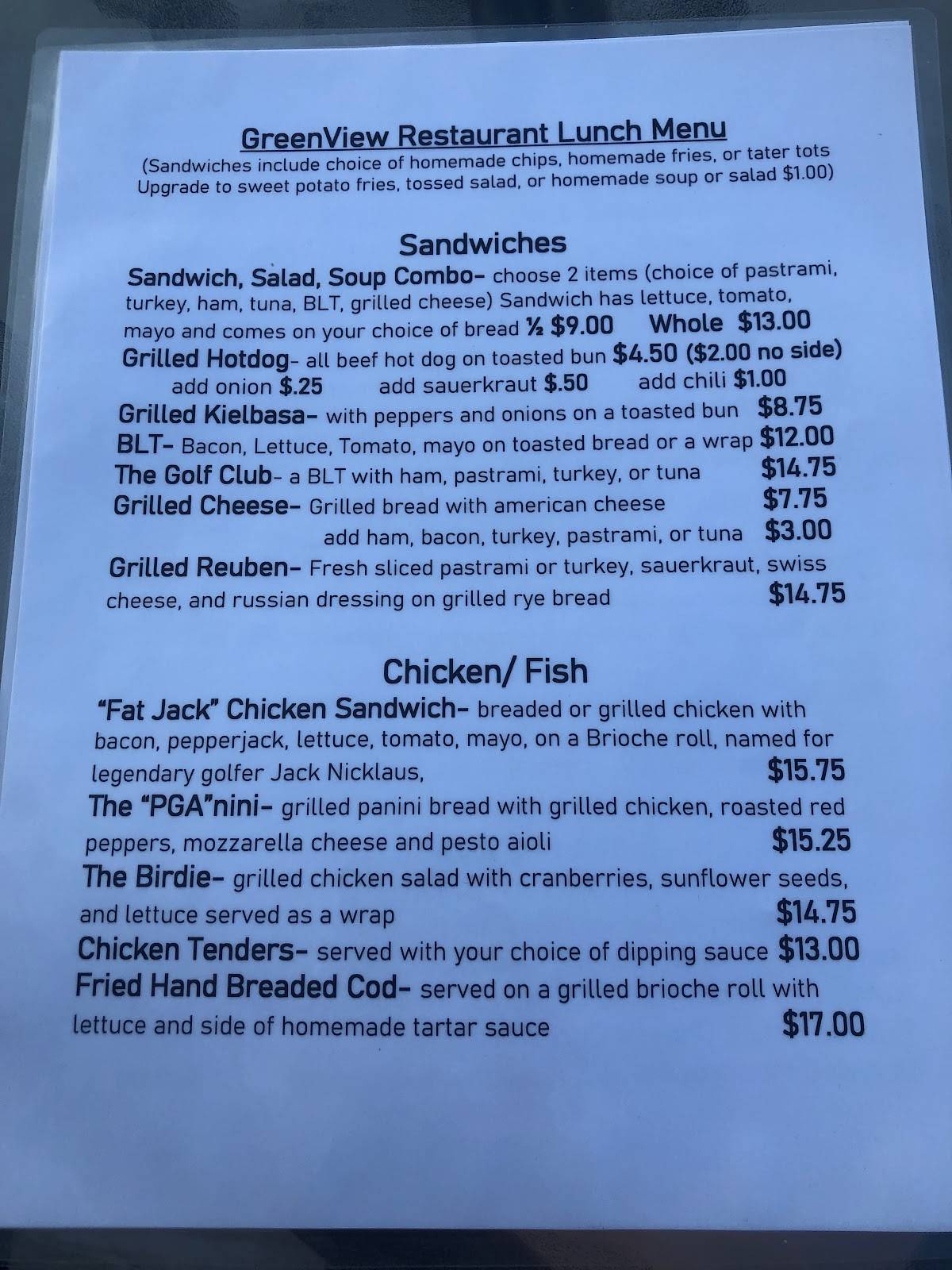 Menu at GreenView Restuarant pub & bar, Ames