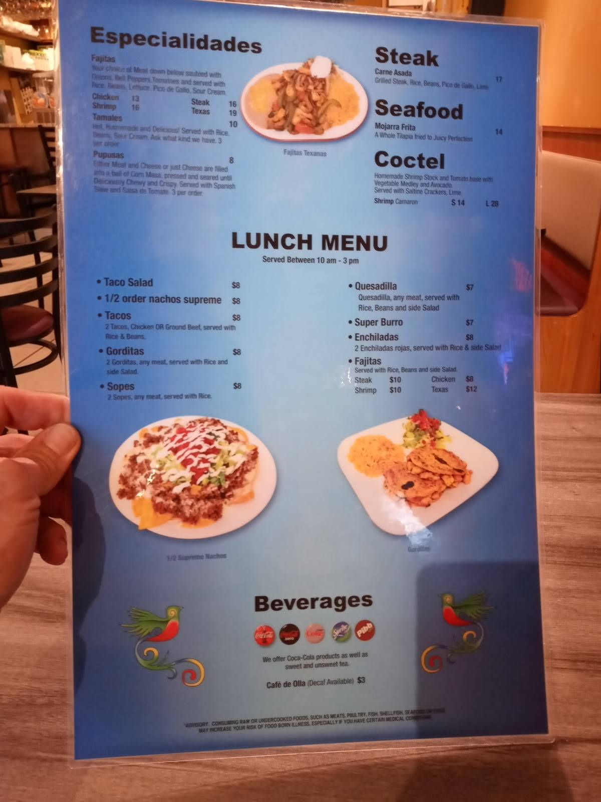 Menu at Guatemala Grill restaurant, Gainesville
