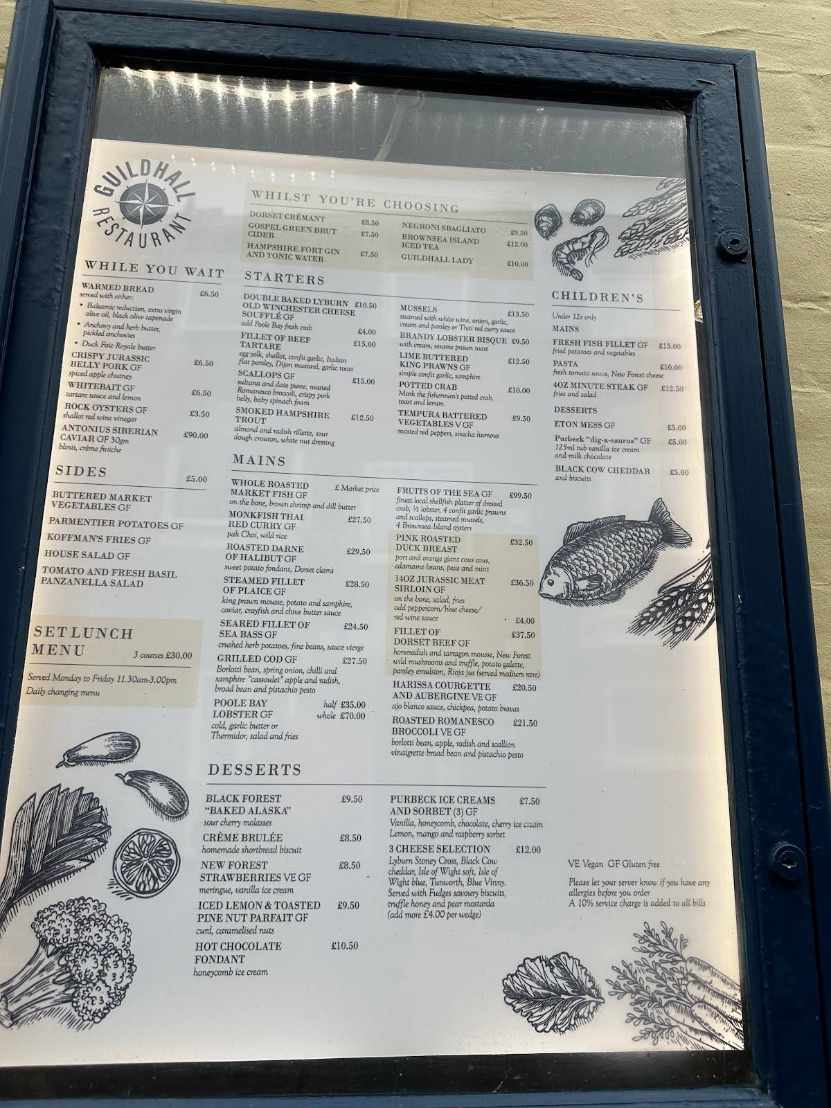Menu at Guildhall Tavern restaurant, Poole