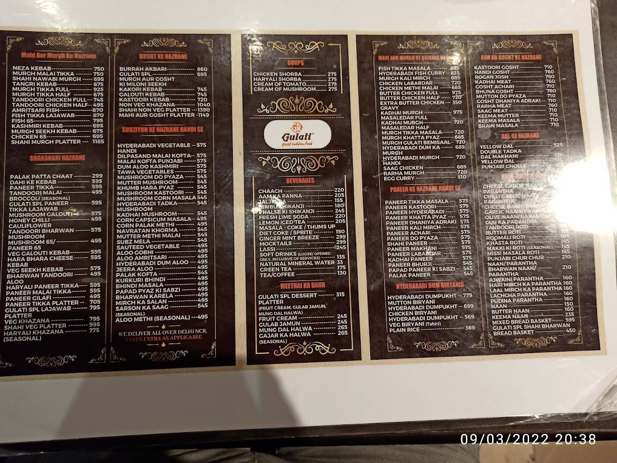 Menu at Gulati Restaurant, Pandara Road, New Delhi, 6
