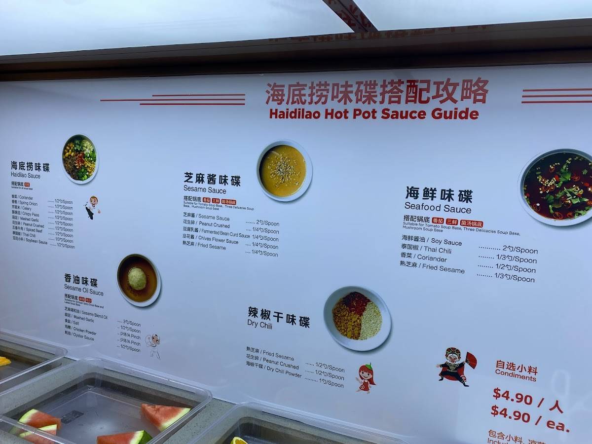 Menu at Haidilao Hotpot Box Hill restaurant, Box Hill