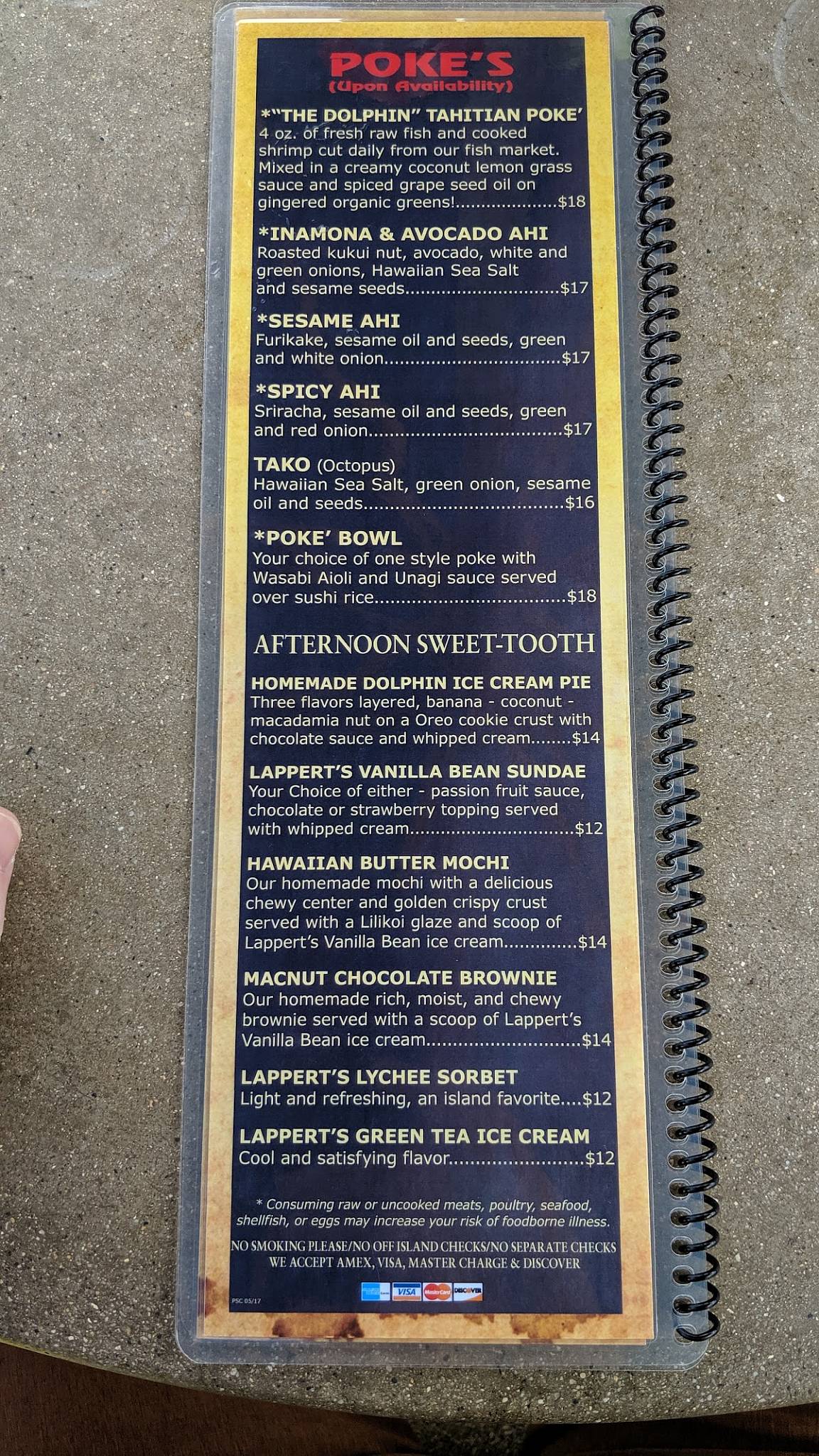 Menu at The Hanalei Dolphin Restaurant, Hanalei
