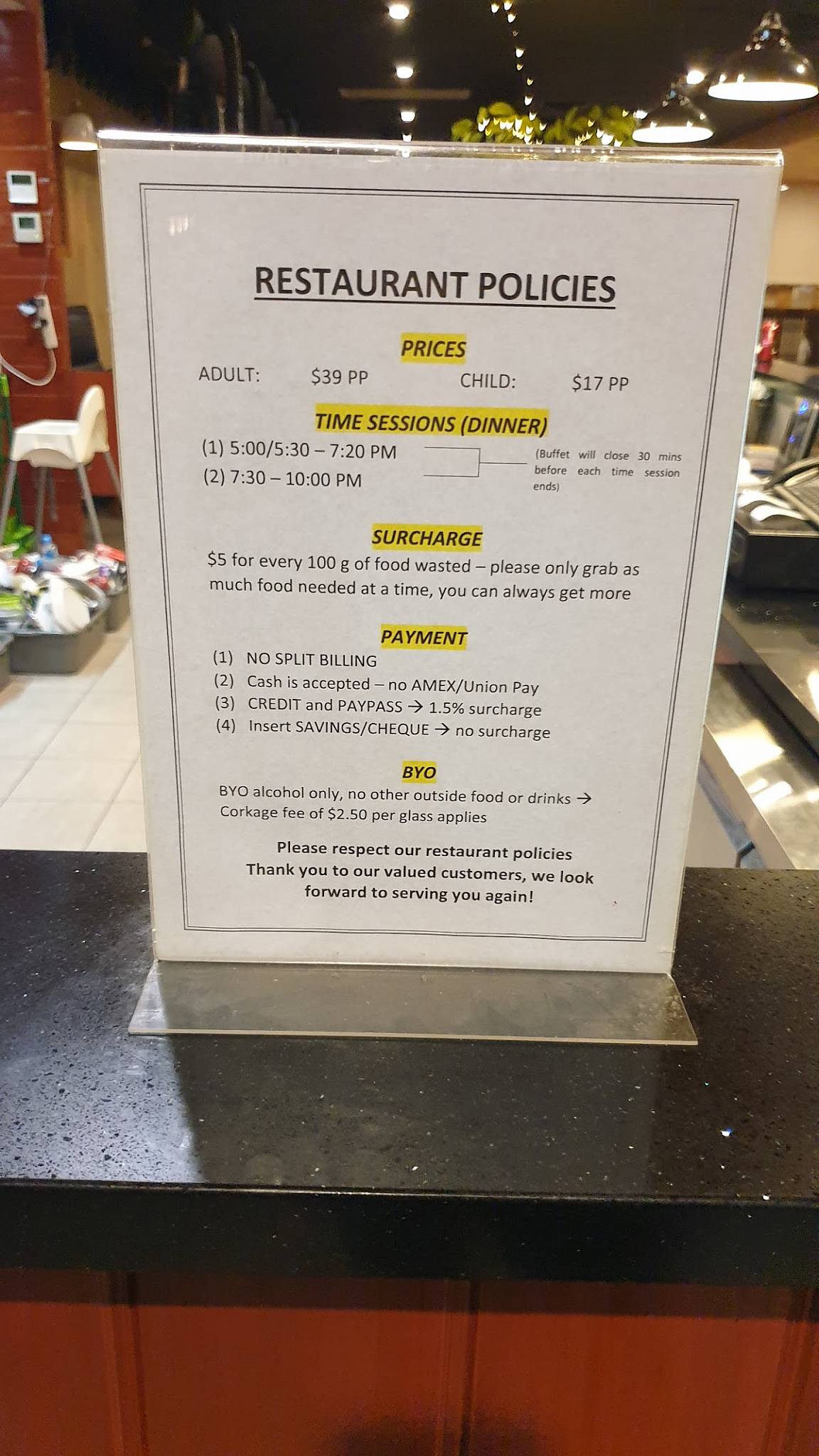 Menu at Hancookwan Korean BBQ Buffet Restaurant, Willetton