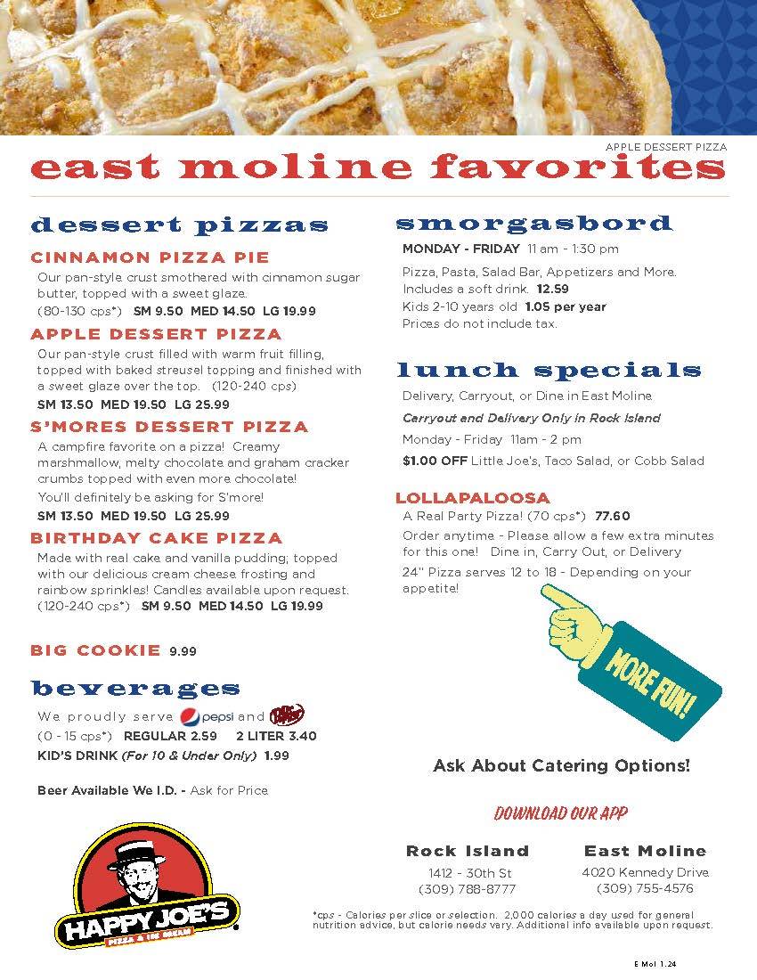 Menu at Happy Joe's Pizza - East Moline pizzeria, East Moline
