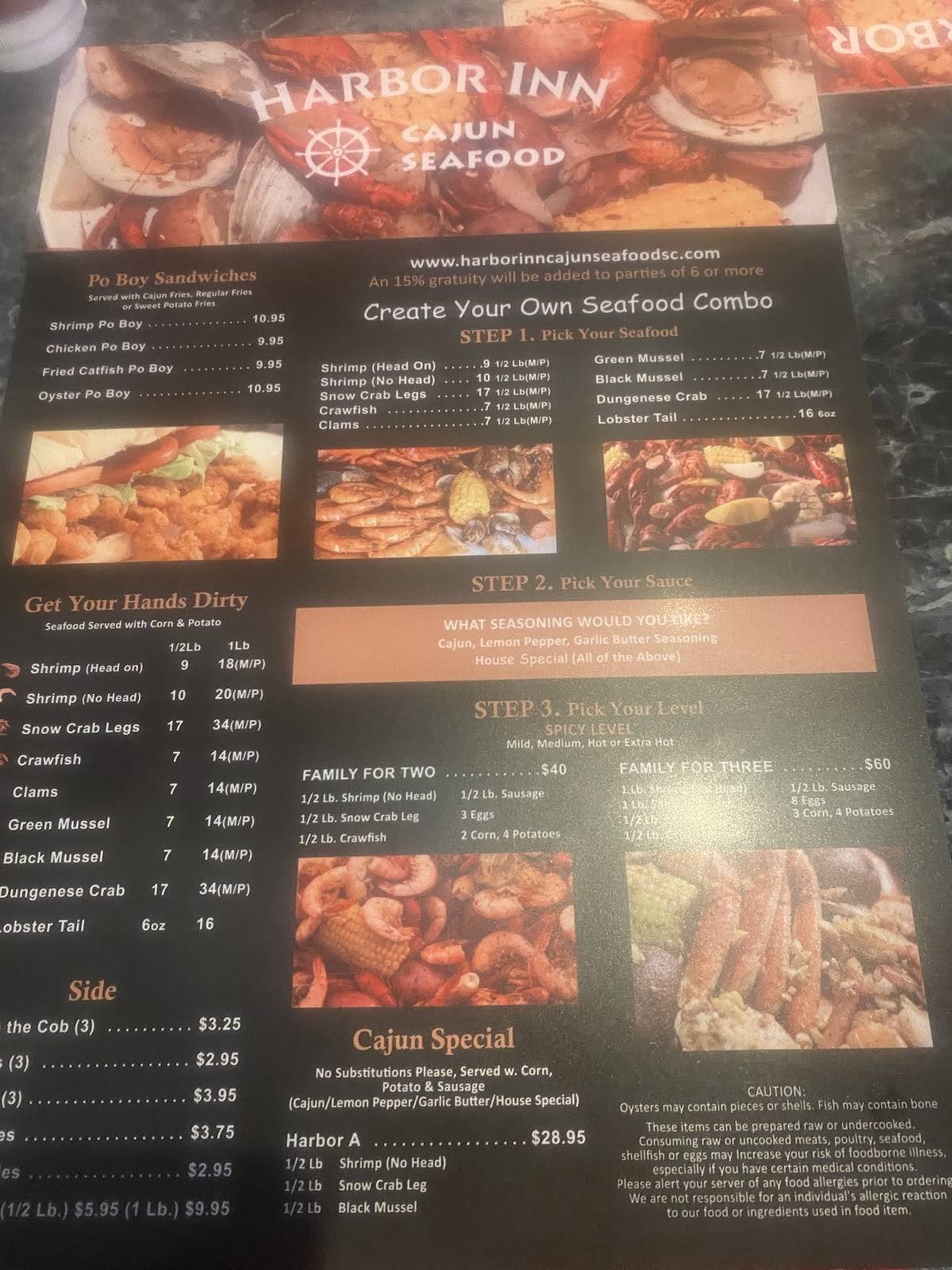 Menu at Harbor Inn Cajun Seafood pub & bar, Greenville