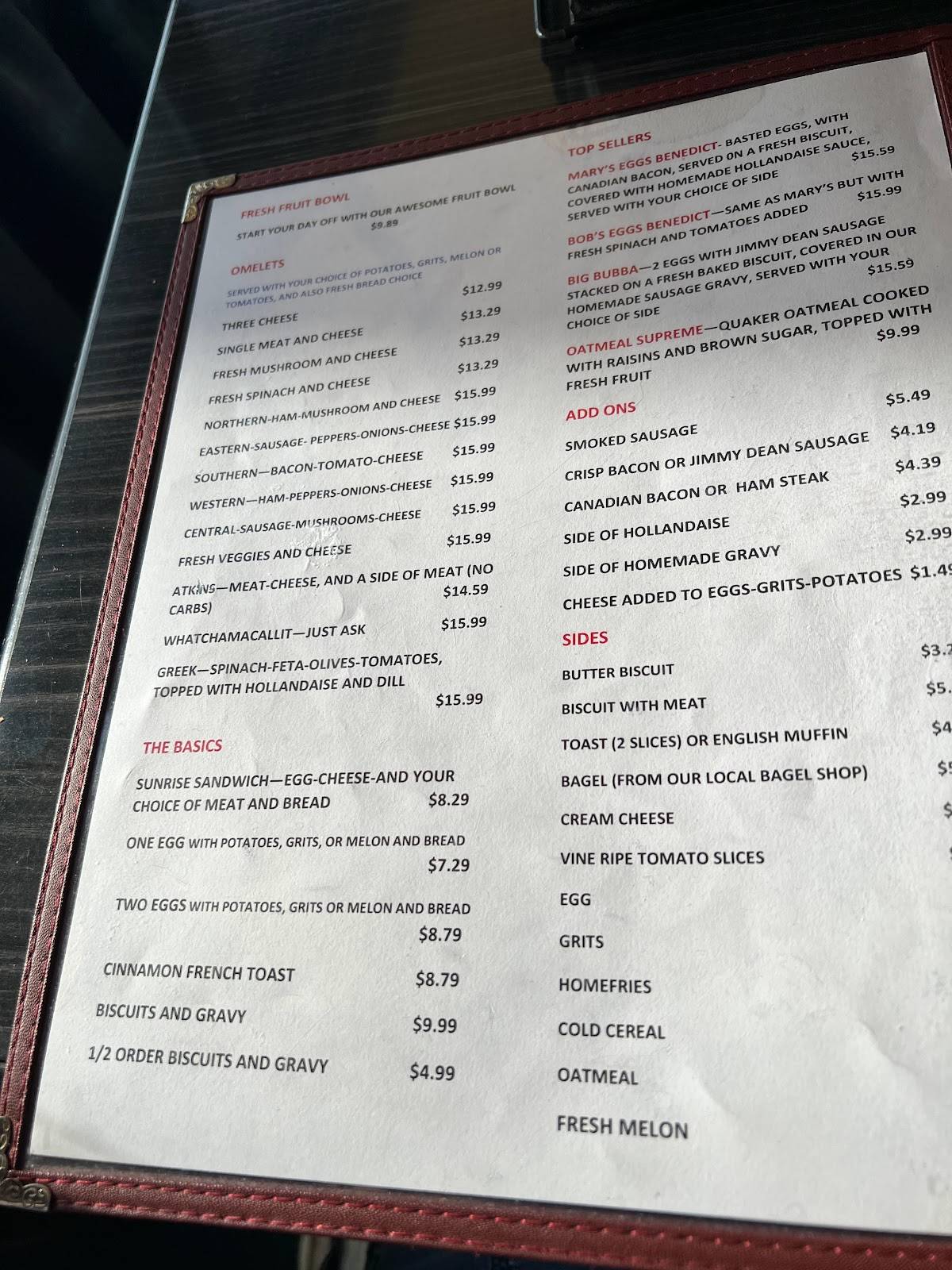 Menu at Harbor View Café cafe, St. Augustine