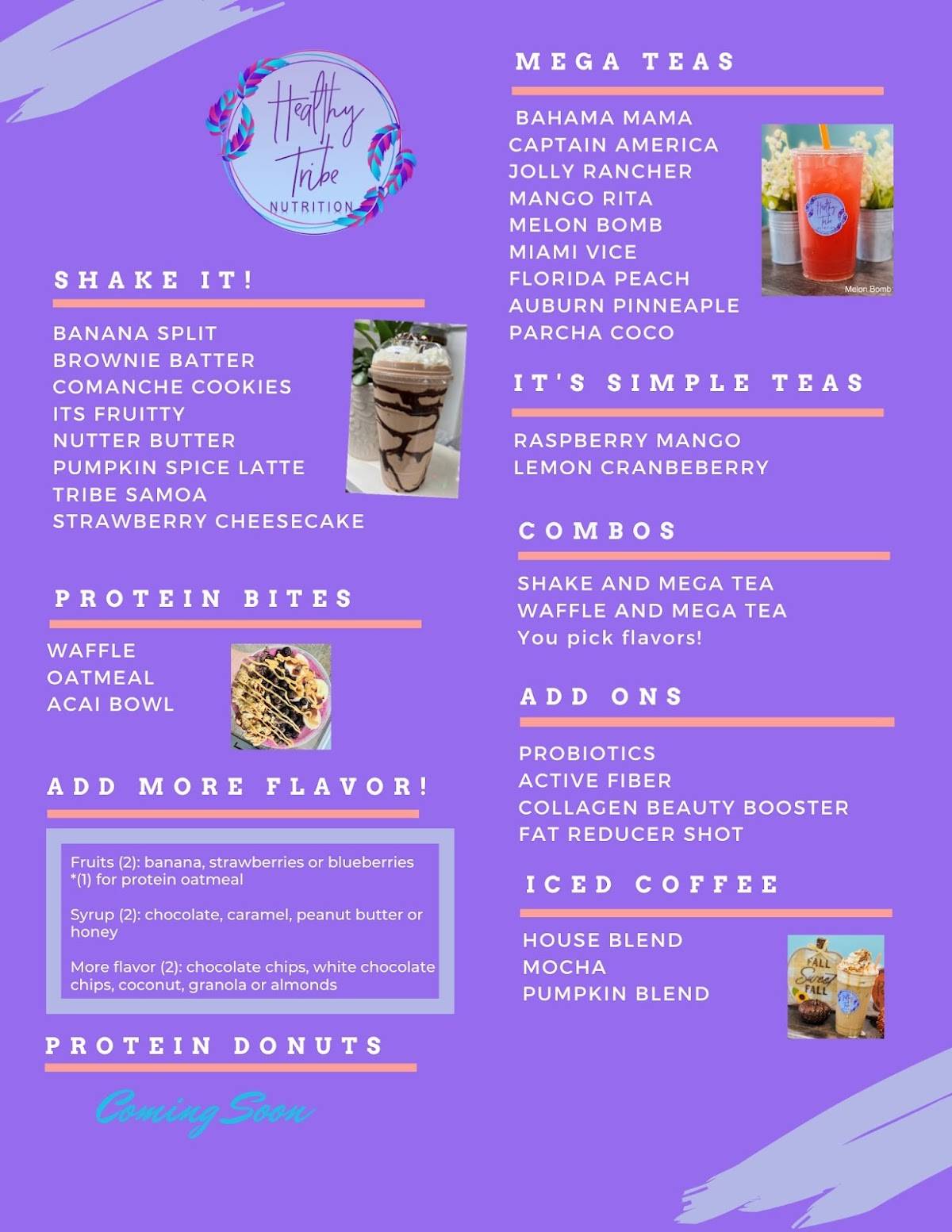 Menu at Herbalife Healthy Tribe Nutrition pub & bar, Auburndale