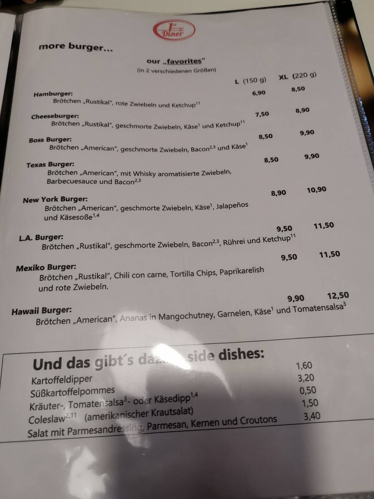 Speisekarte von Erstes Abendessen restaurant, Heiligenhafen