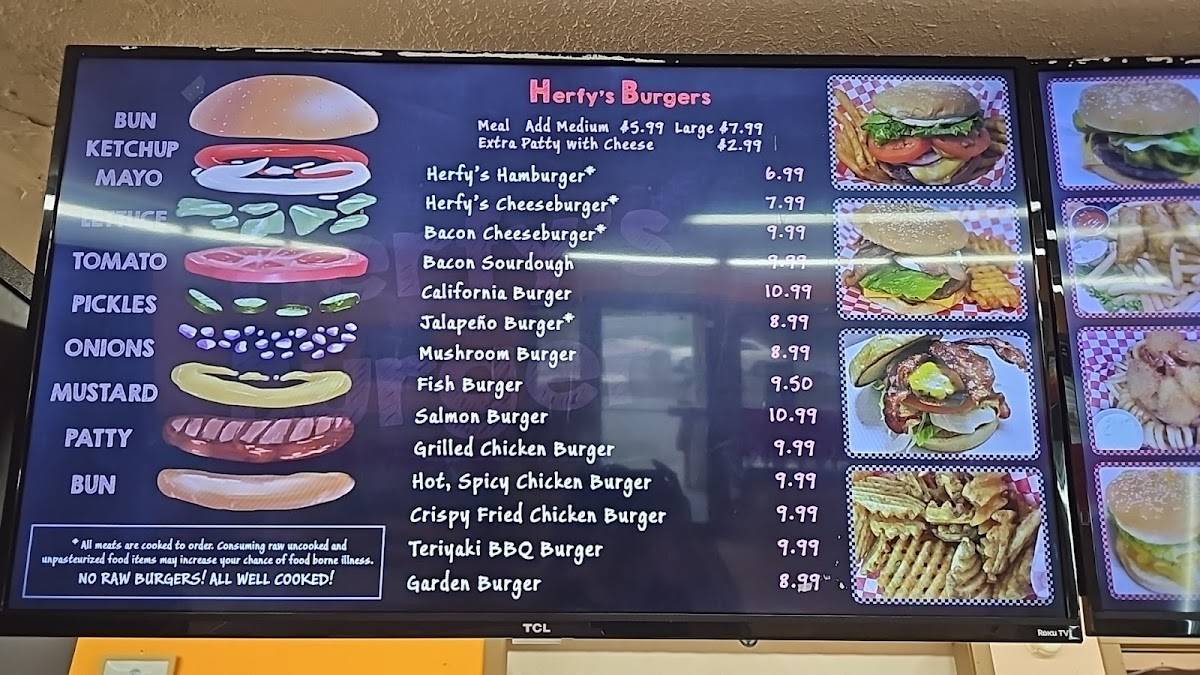 Menu at Herfy's Burgers restaurant, Snoqualmie