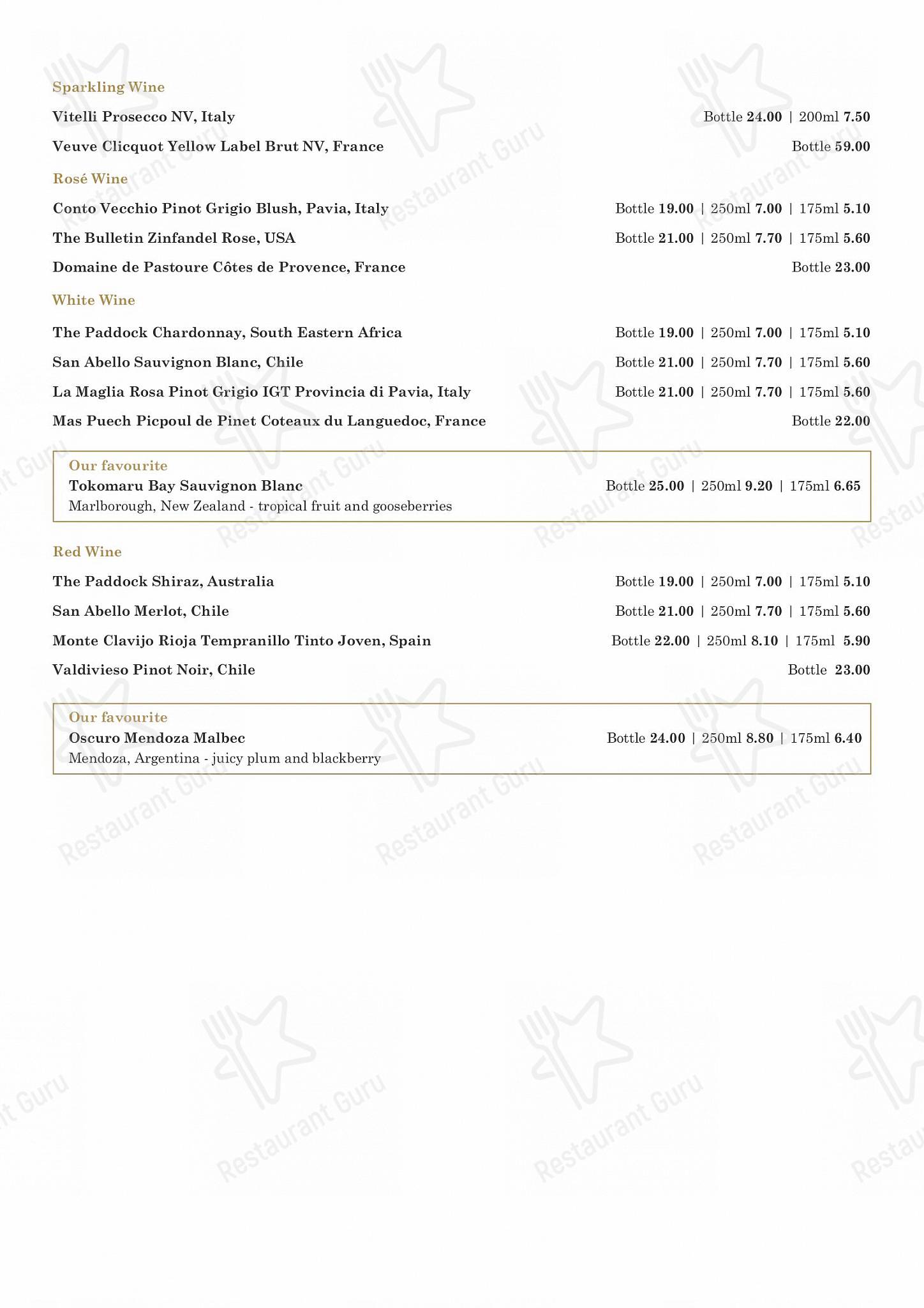 Menu at The High Corner Inn pub & bar, Ringwood, Linwood