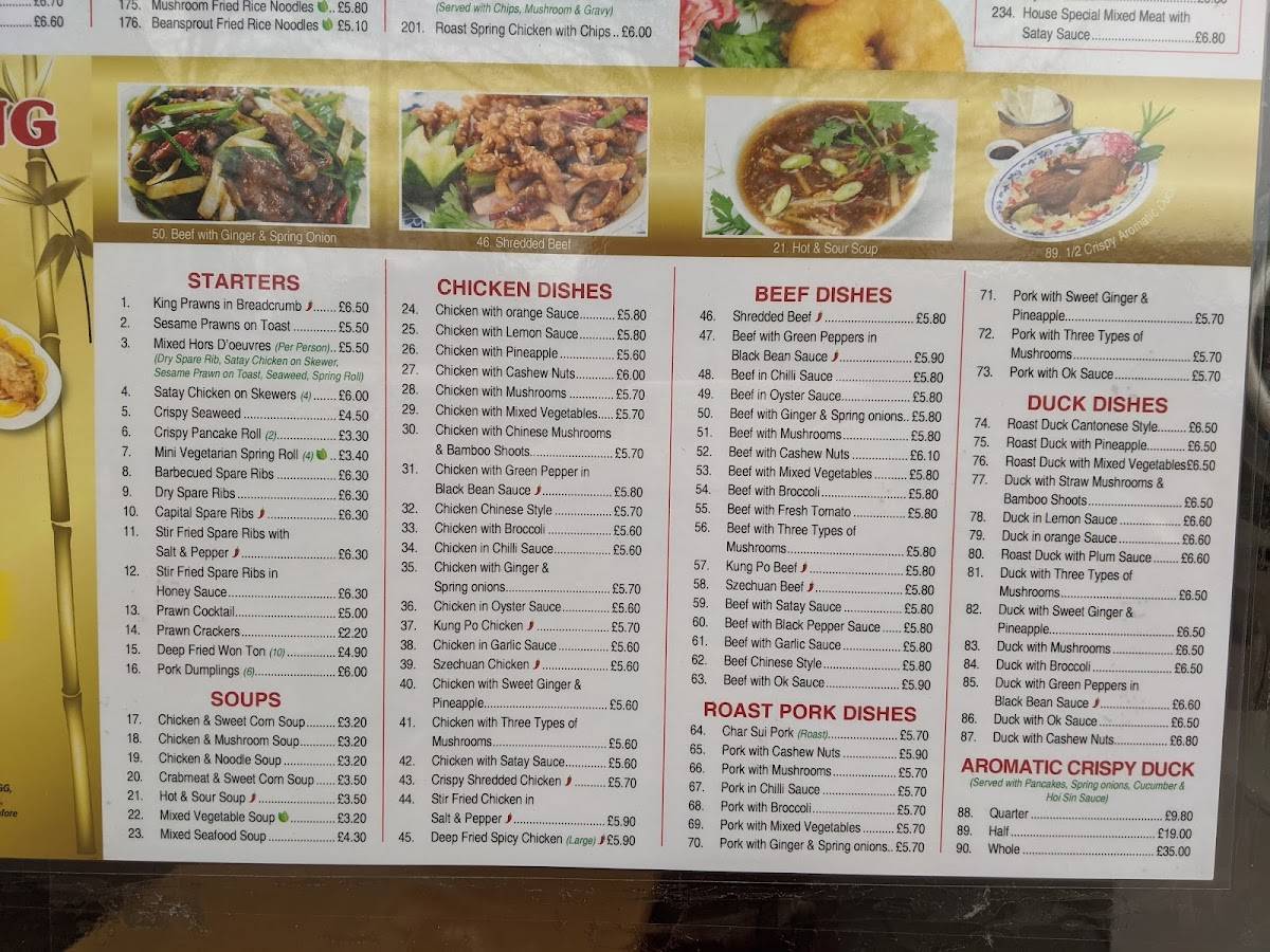 Menu at Ho Wong fast food, Downham Market